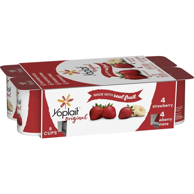 Yoplait Original Low Fat Yogurt Variety Pack, 8 Yogurt Cups, 48 oz - Walmart.com