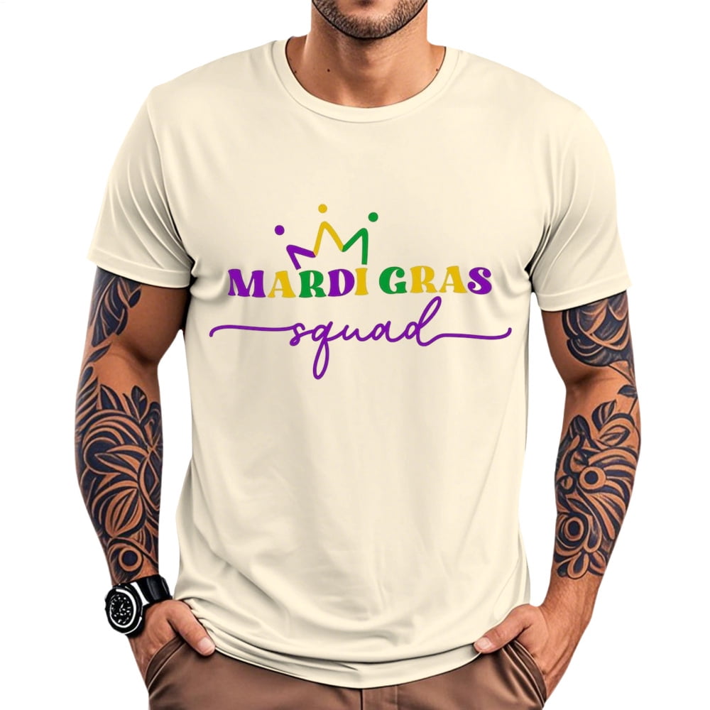 Yopmin Mardi Gras Shirts for Men Crew Neck Short Sleeve Carnival Squad ...