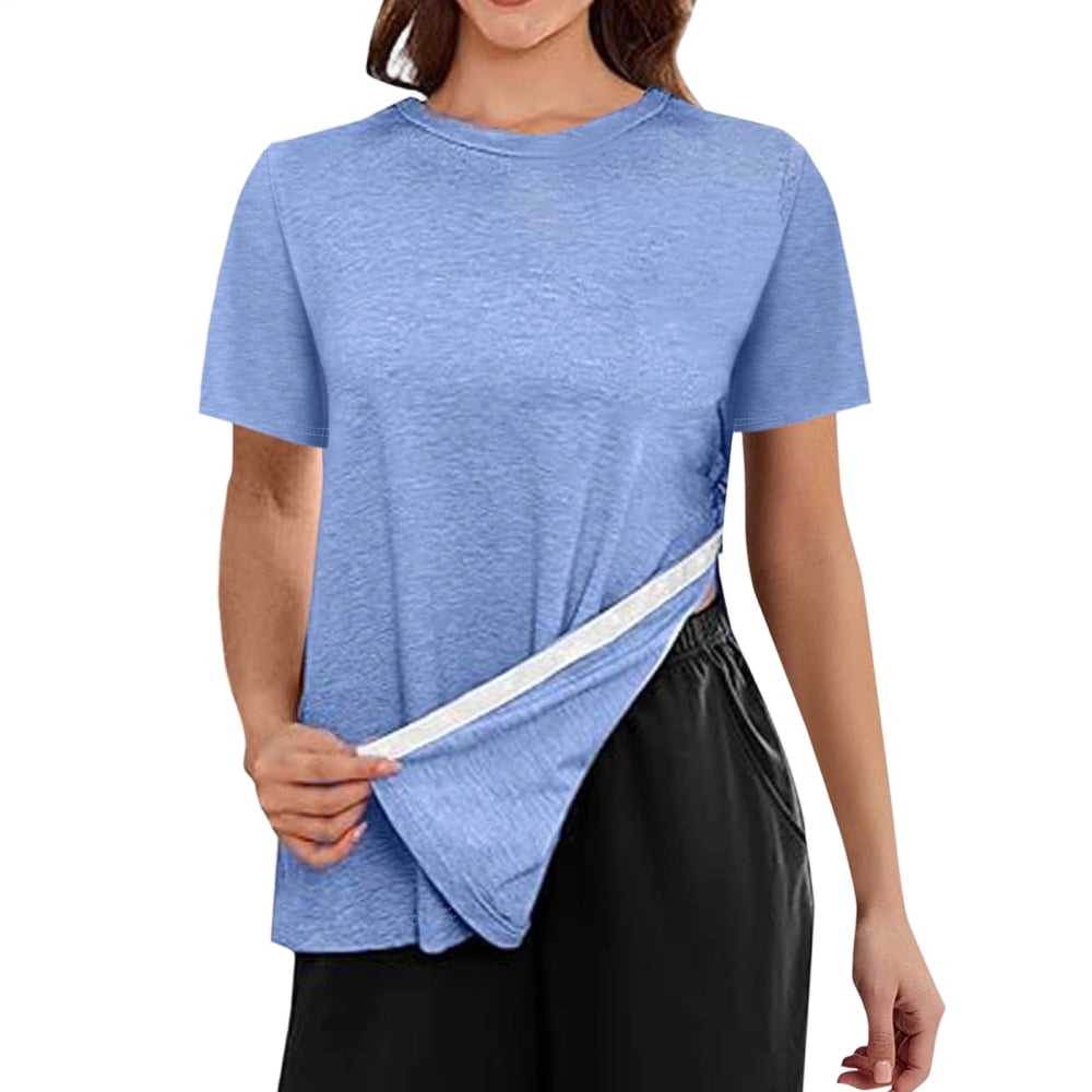 Yopmin Tear Away T Shirts for Women Crewneck Tear Away Short Sleeve ...