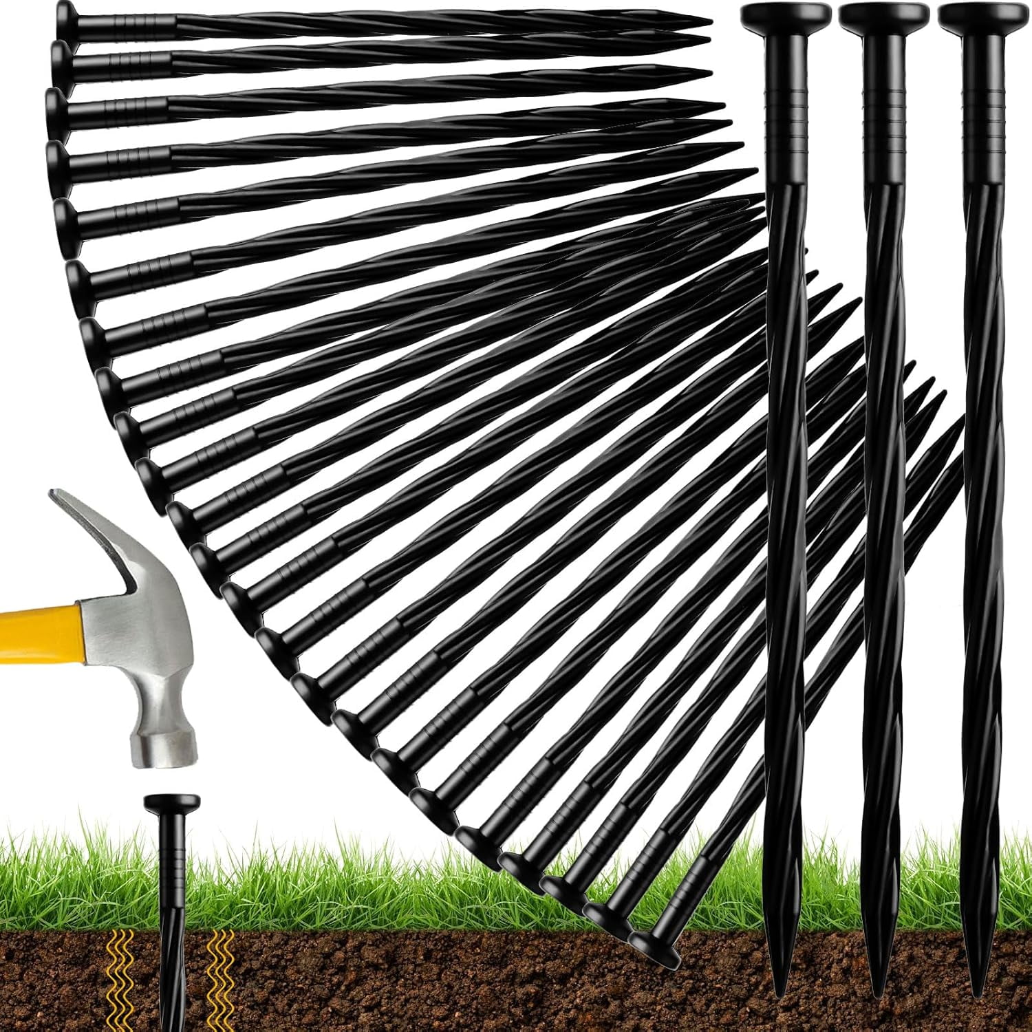 Yoqb 100 Pack 8 Inch Landscaping Spikes Anchoring Spike Plastic Ground ...