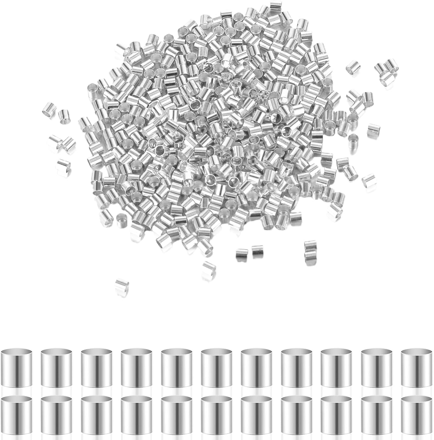 Yoqb 1000Pcs Crimp Tubes Crimping Beads Crimp Tube Beads, Bead Stopper ...
