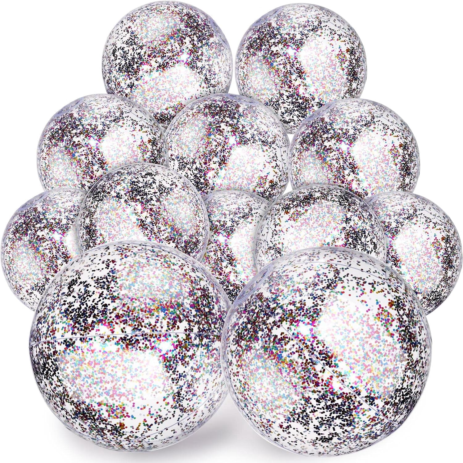 Yoqb 12 Pcs 24 Inch 16 Inch Inflatable Glitter Beach Balls Clear ...