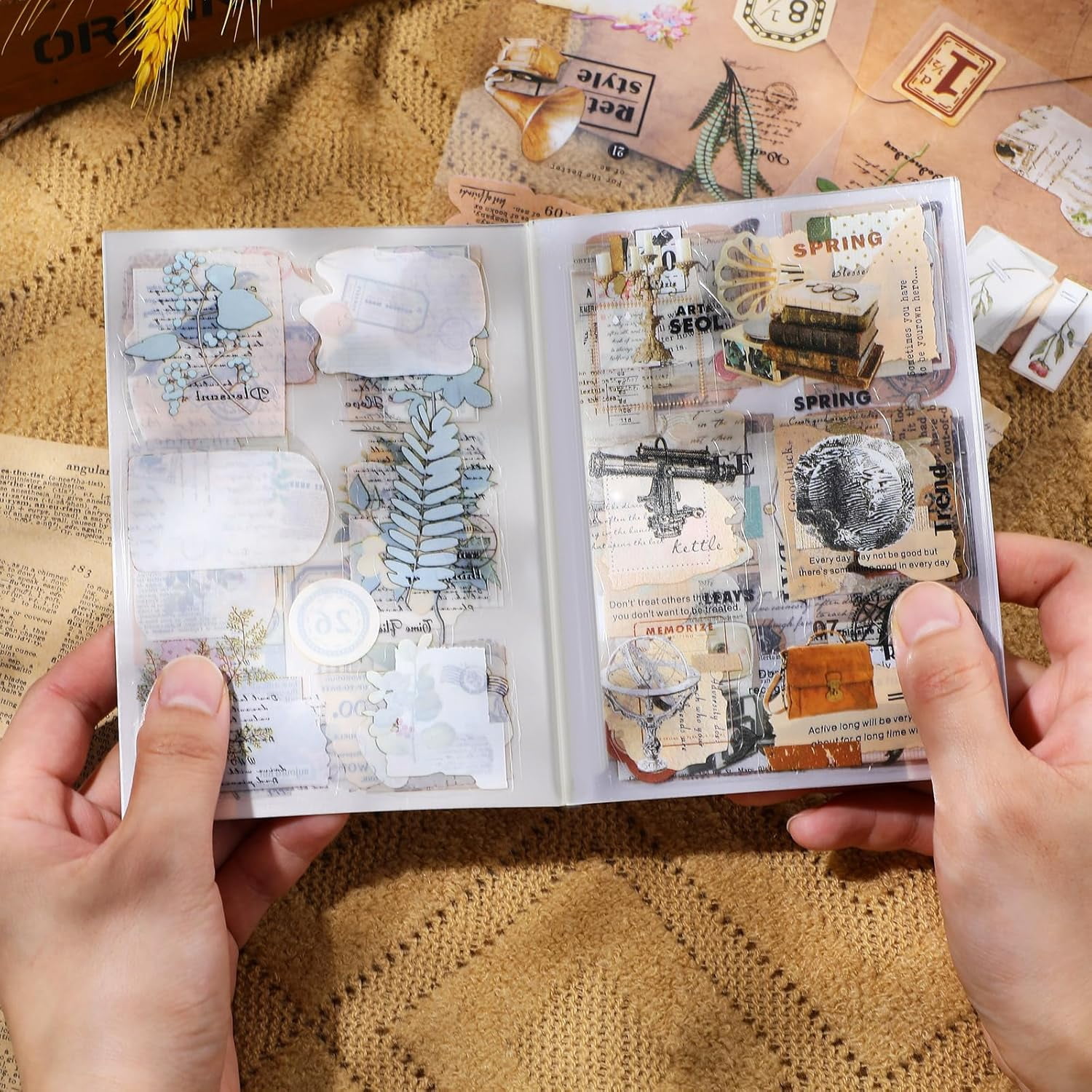 Yoqb 120 Pcs Vintage Scrapbooking Supplies Waterproof Retro Nature ...