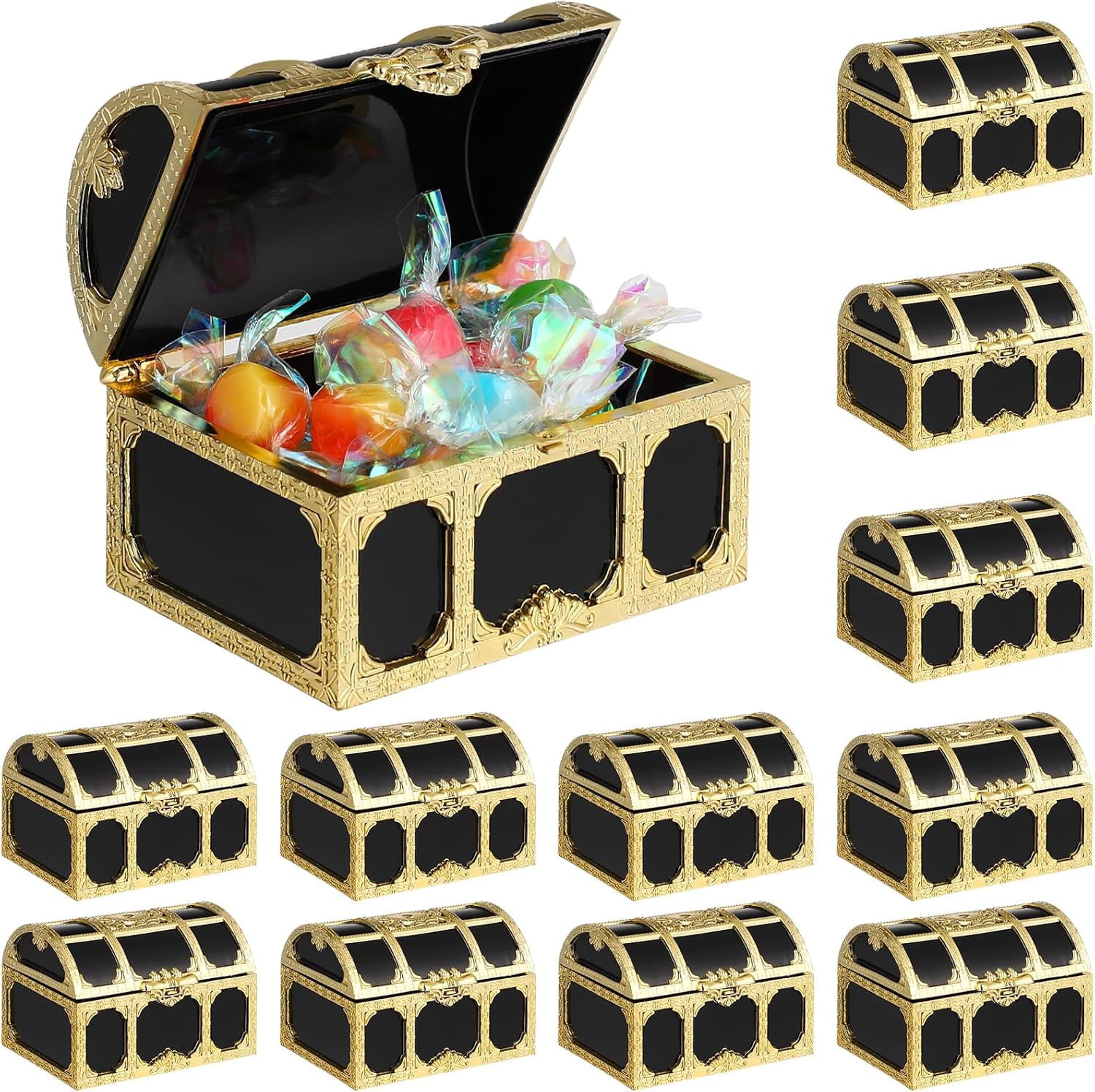 Yoqb 12Pcs Small Pirate Treasure Chests for Kids Plastic Pirate ...