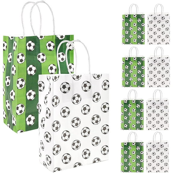 Yoqb 16 PCS Soccer Goodie Bags, 6 x 3 x 8 inch Football Party Paper ...