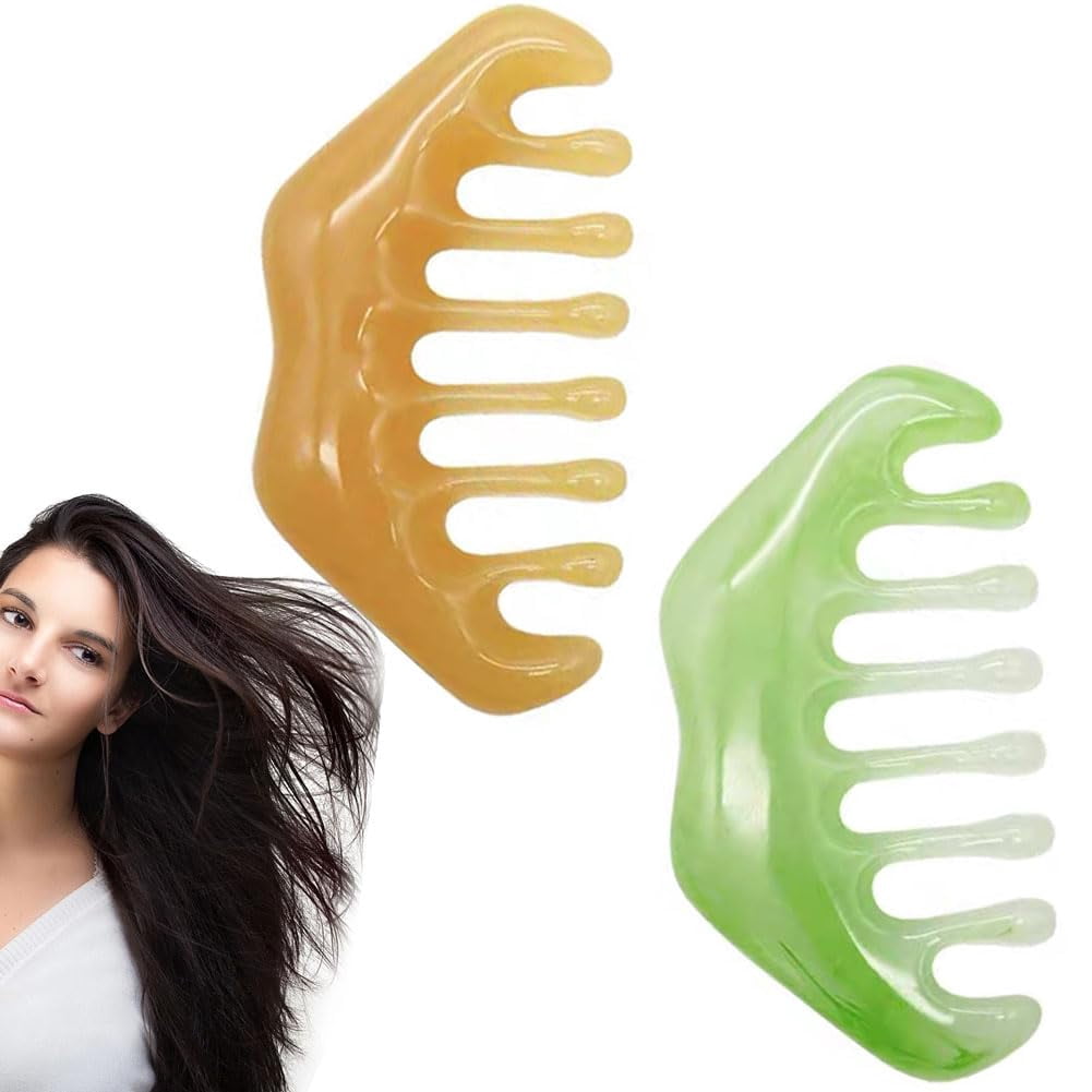 Yoqb 2 PCS Jade Combs Massage Guasha Scraping Scalp Comb Plastic ...