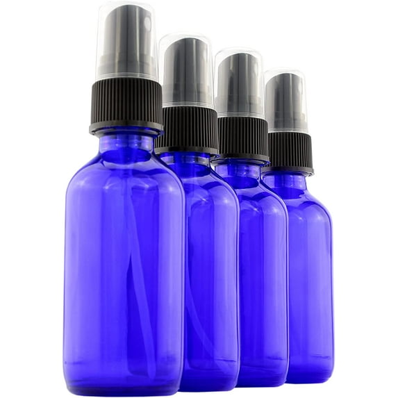Yoqb 2 oz Cobalt Atomizer Bottles (4 Pack) Fine Sprayer Atomizer Glass ...