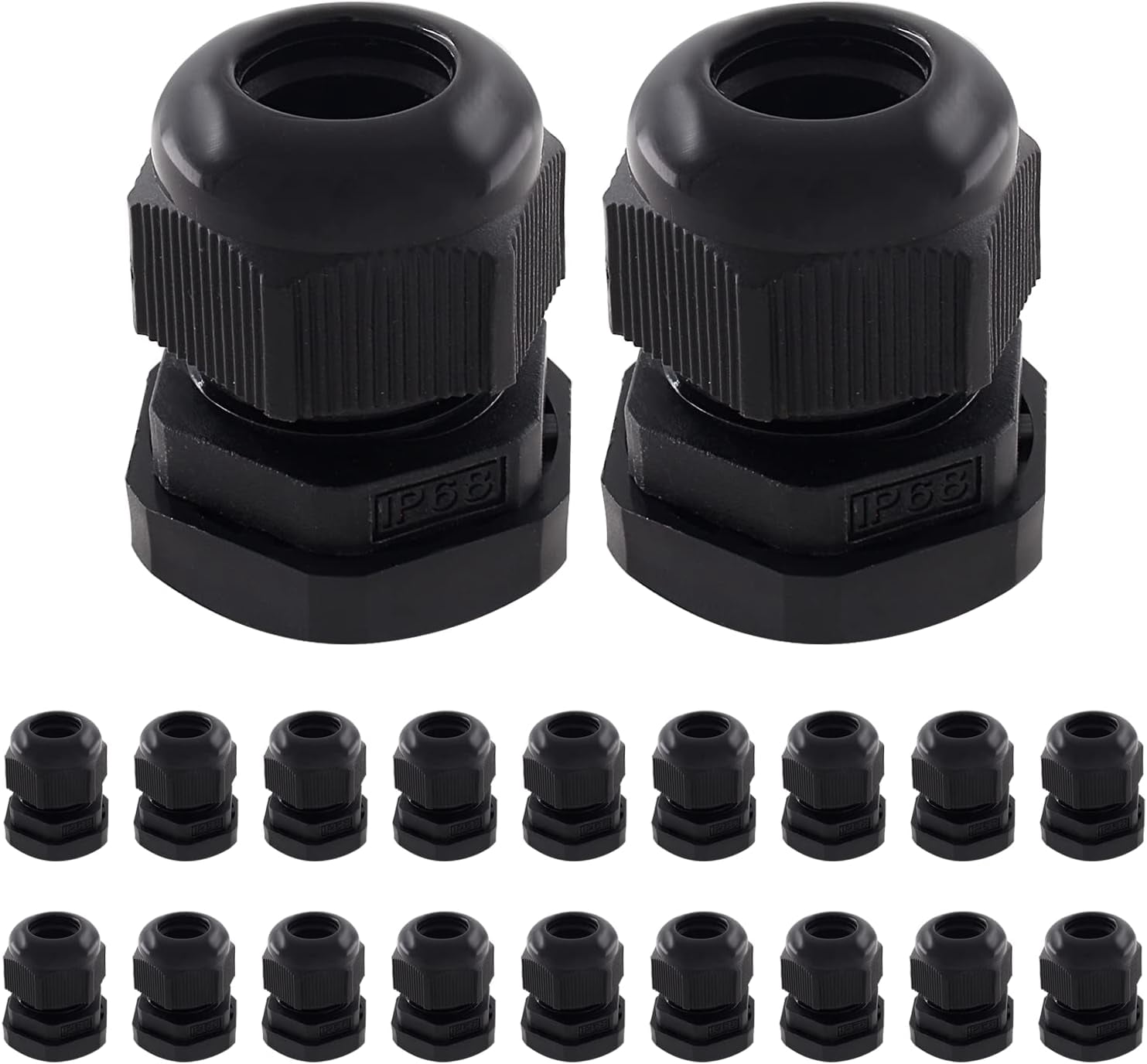 Yoqb 20 Pack NPT 1/2 Cable Glands Black Cord Grips Nylon Strain Relief ...