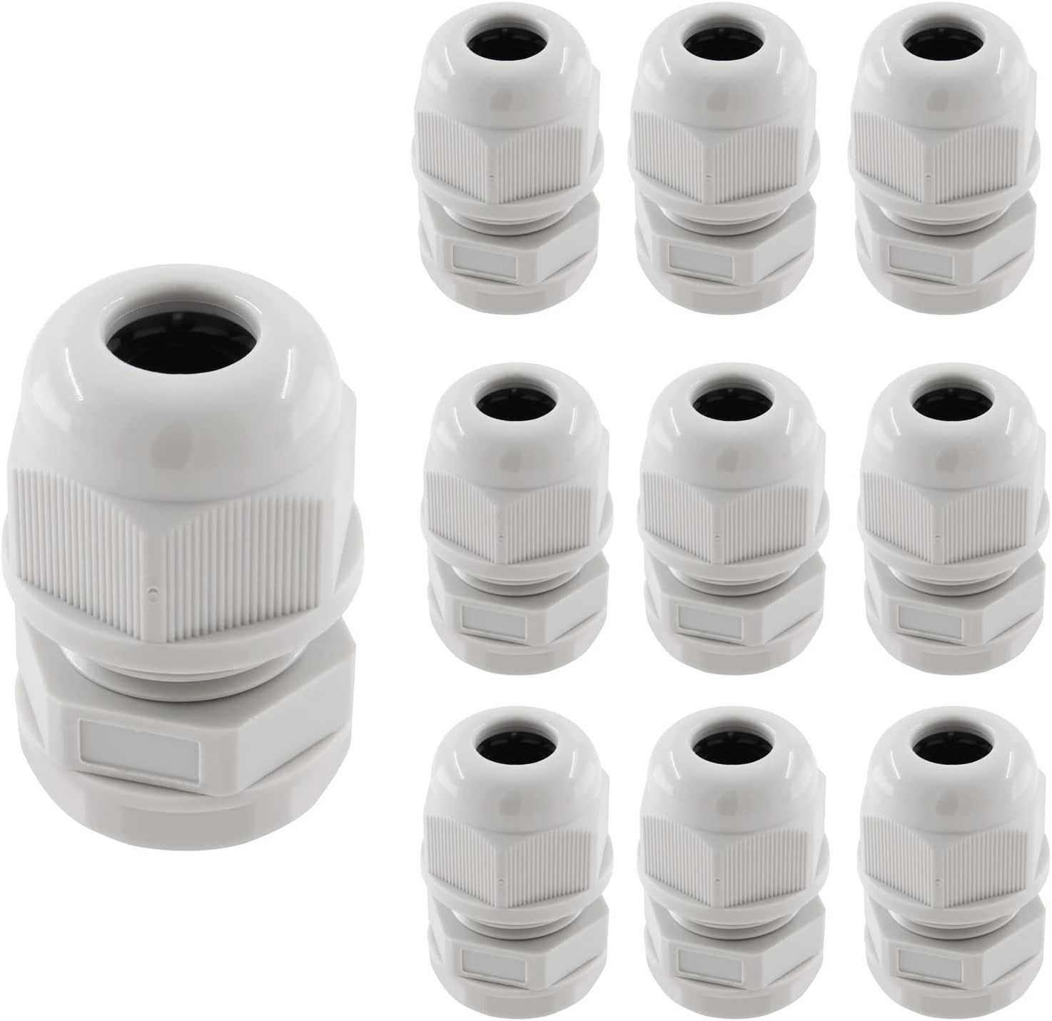 Yoqb 20 Pack NPT 1/4 Cable Glands Grey Cord Grips Nylon Strain Relief ...