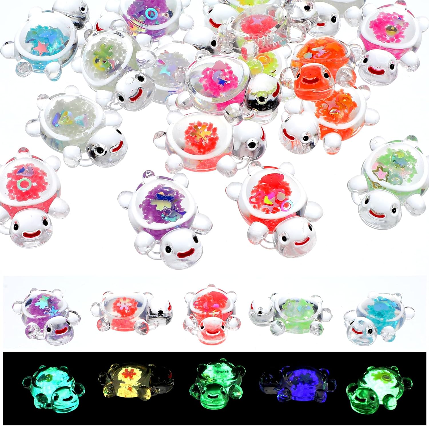 Yoqb 20Pcs Luminous Mini Resin Turtles, Sea Turtles Figurines Glow in ...