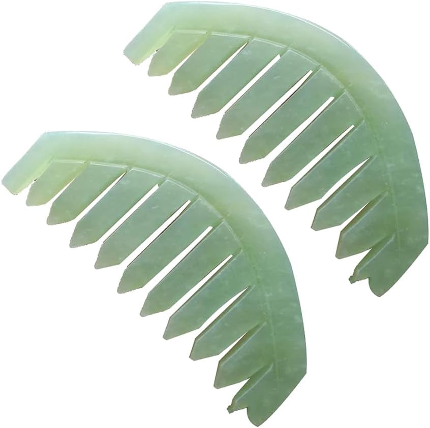 Yoqb 2Pcs Nature Jade Stone Massage Comb,Traditional Natural Jade ...