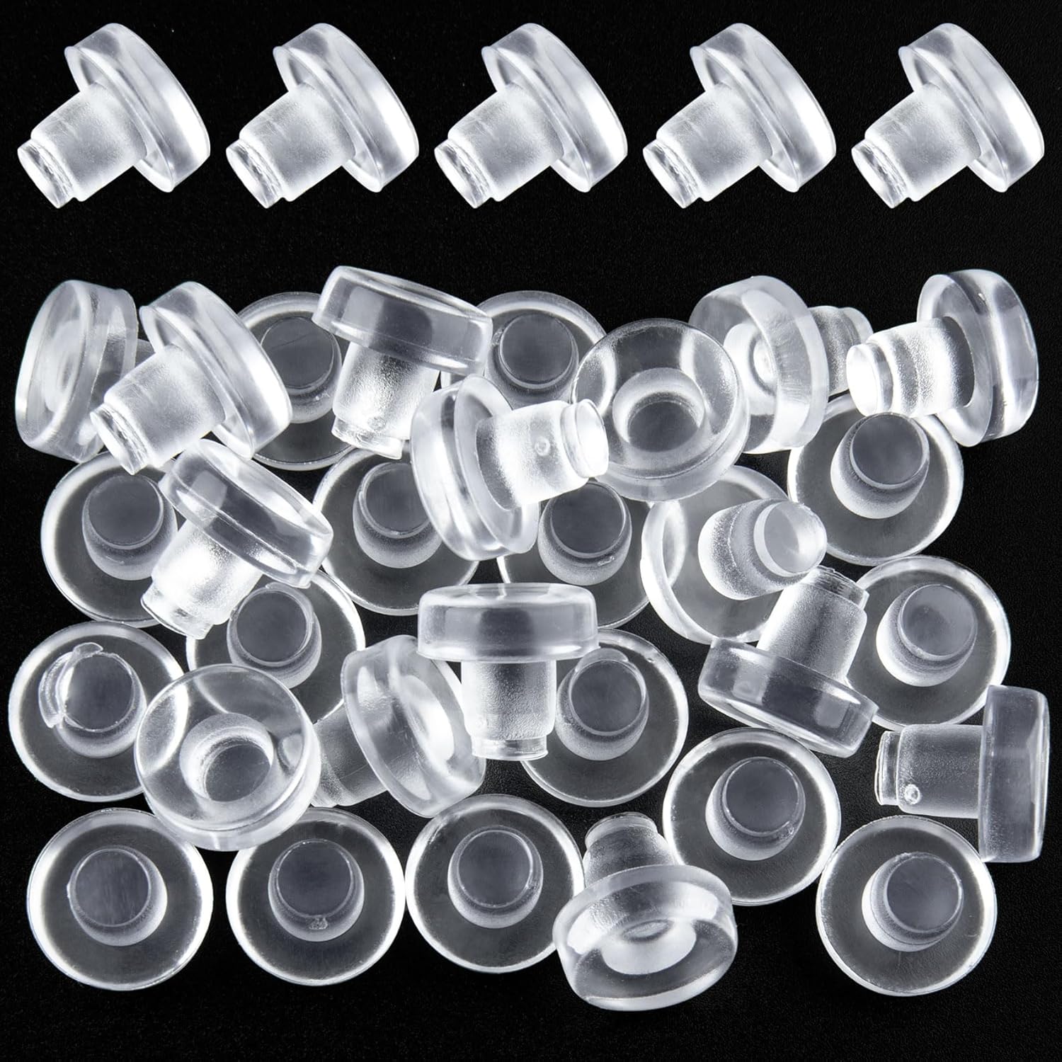 Yoqb 30 pcs Glass Top Table Bumpers with Stem, Anti-Slip Clear Rubber ...