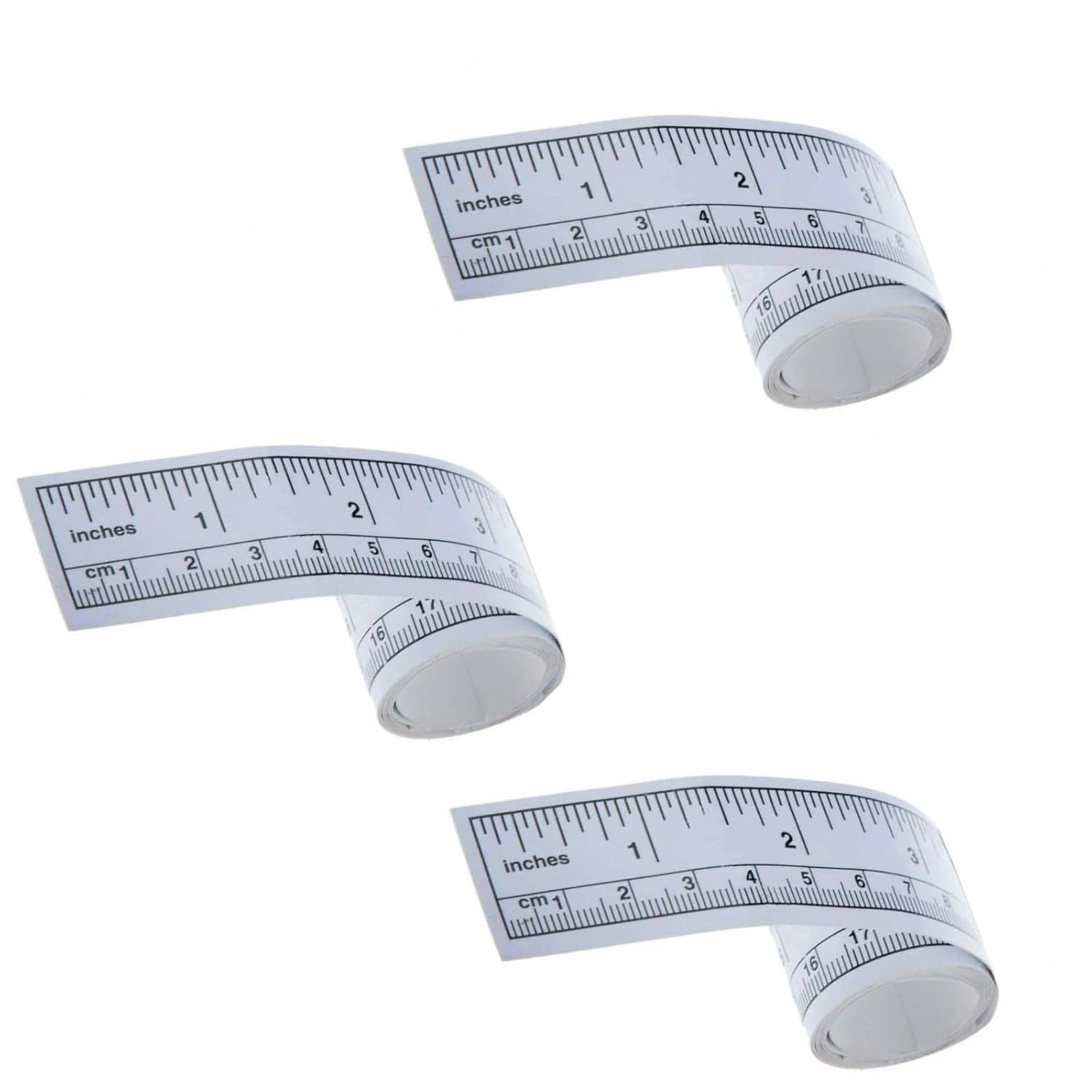 Yoqb 3Pcs White Self-Adhesive Measuring Tape, Double Scale Stick on ...