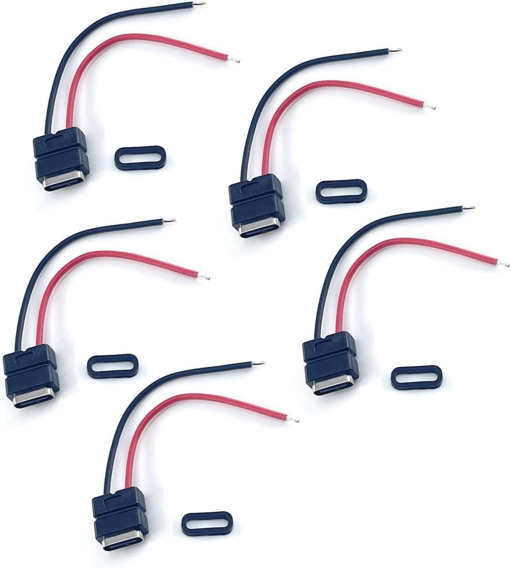 Yoqb 5 Pack Type-C Female Chassis with 2 Pin Wire USB C Female Socket ...