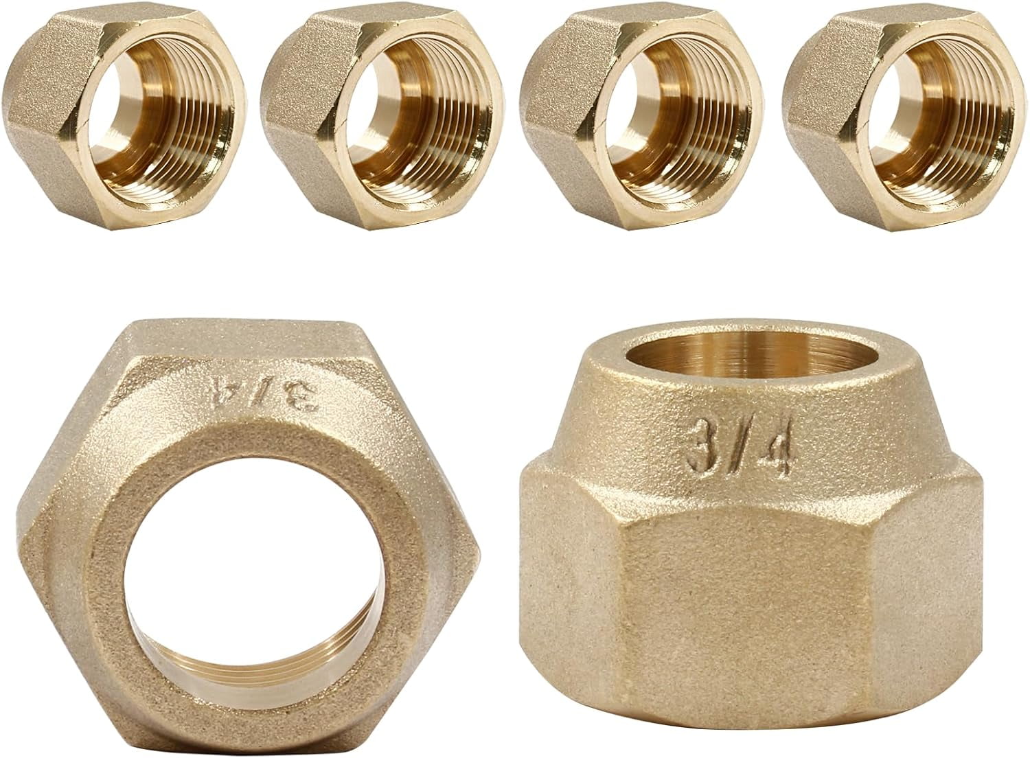 Yoqb 6 Pack Brass Flare Nut for Air Conditioning Copper Pipe Extension ...
