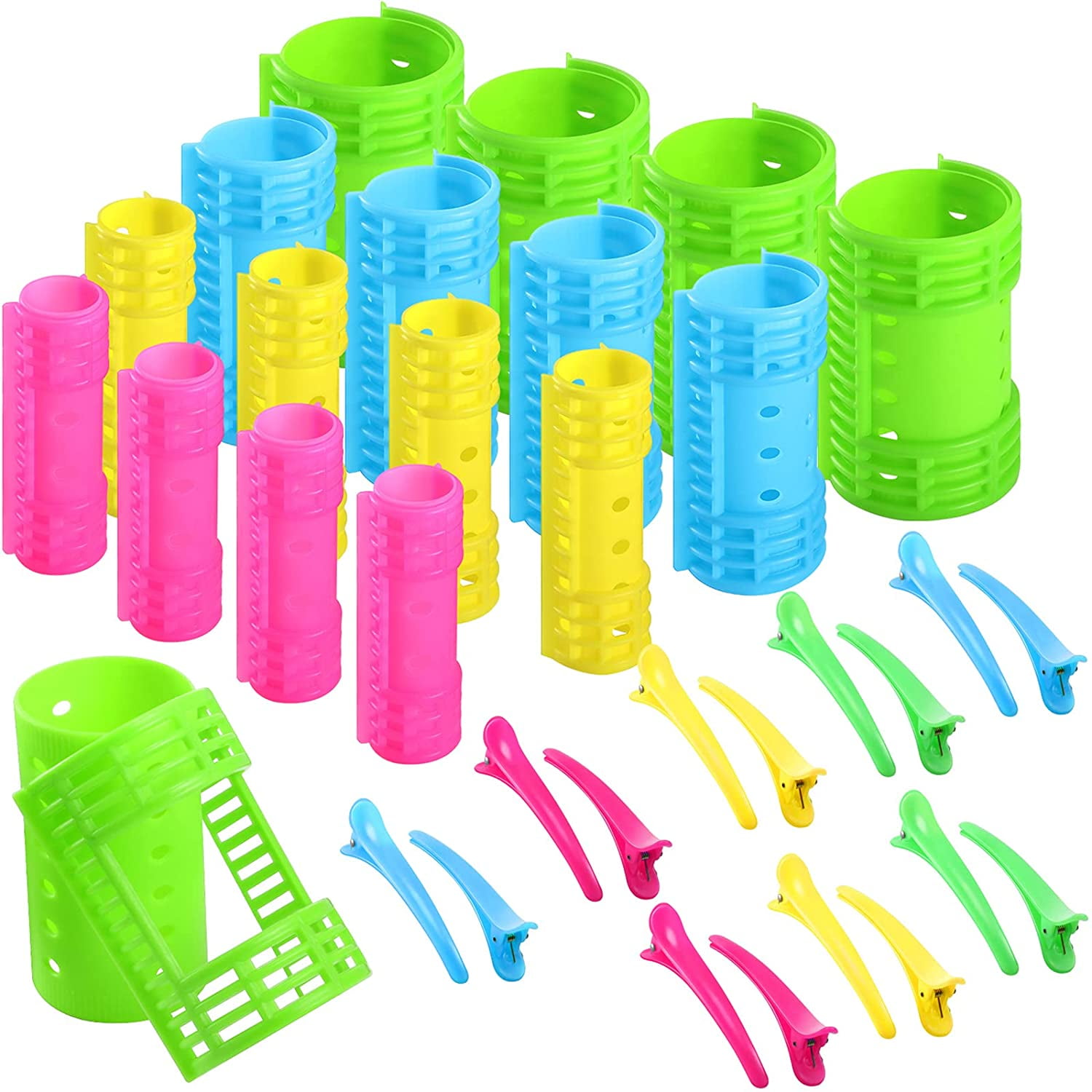 Yoqb 65 Pieces Magnetic Rollers Plastic Rollers Hair Curlers Set 4 ...