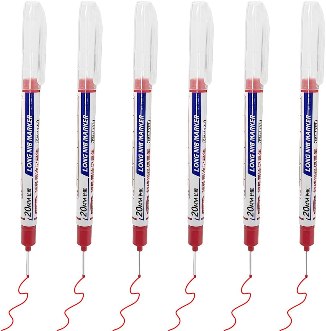 Yoqb 6PCS Deep Hole Marker Pens，Waterproof Construction Markers Marking ...