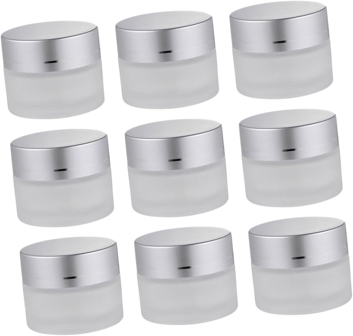 Yoqb 9pcs 15g Frosted Glass Cream Storage Jars Portable Empty Dispenser ...