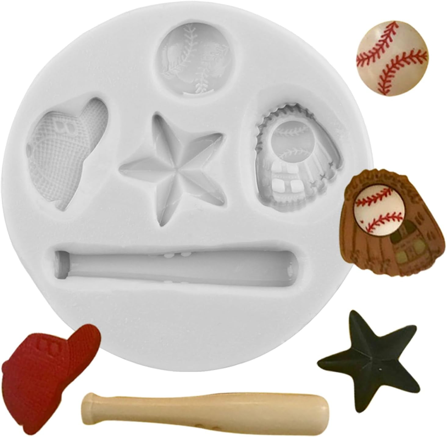 Yoqb Baseball Silicone Molds Baseball Bat Glove Hat Fondant Mold For ...