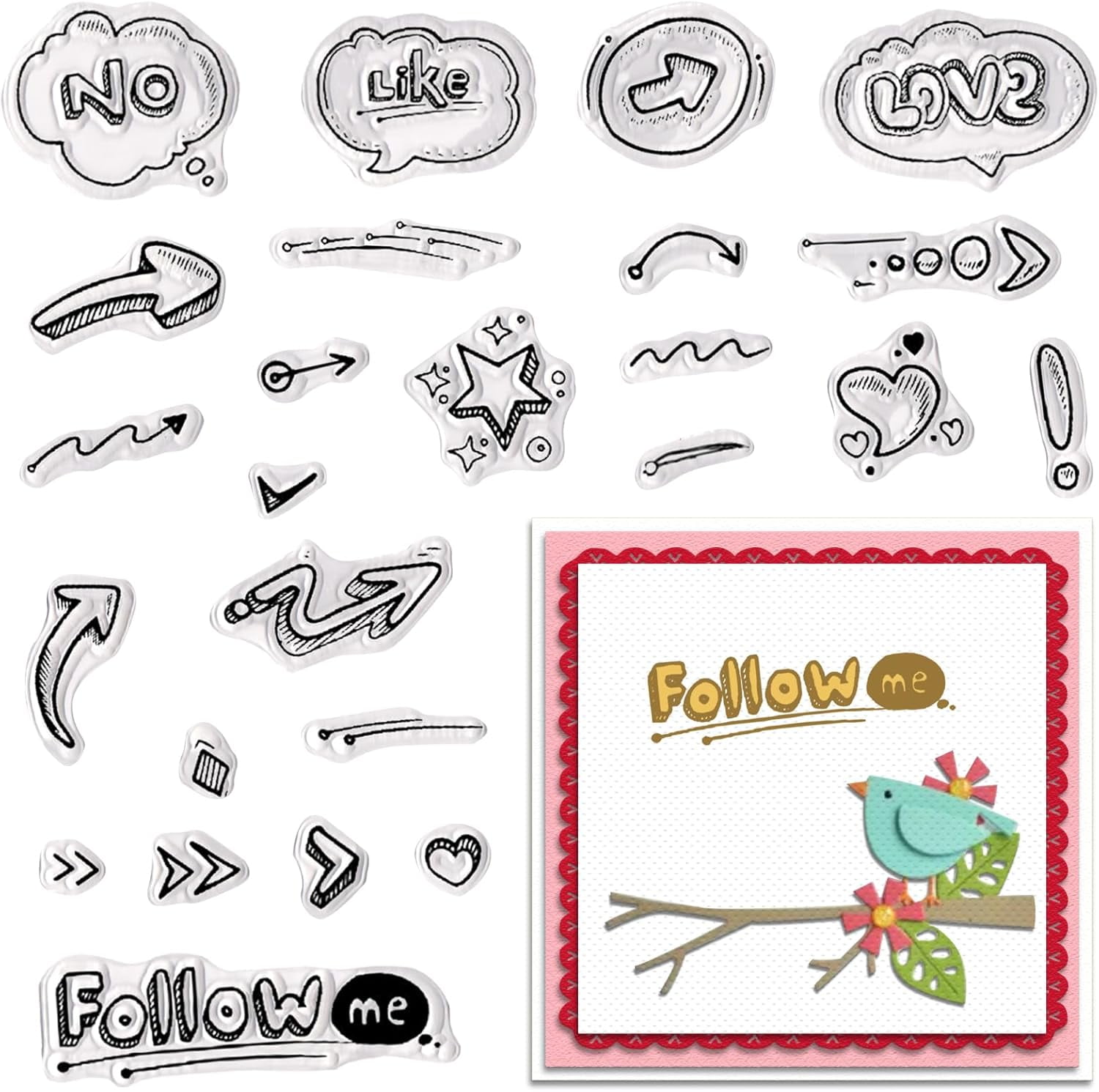 Yoqb Basic Sigh Clear Stamp for Card Making Cartoon Arrows Rubber Stamp ...