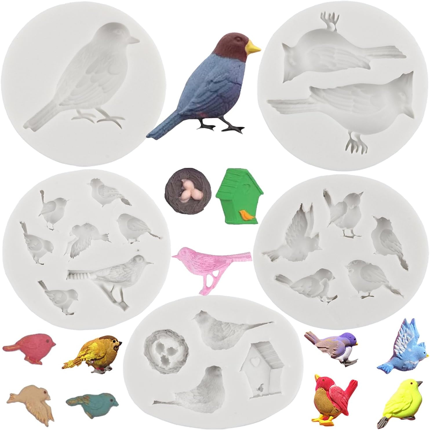 Yoqb Birds Chocolate Silicone Molds Birds Fondant Molds For Cake ...