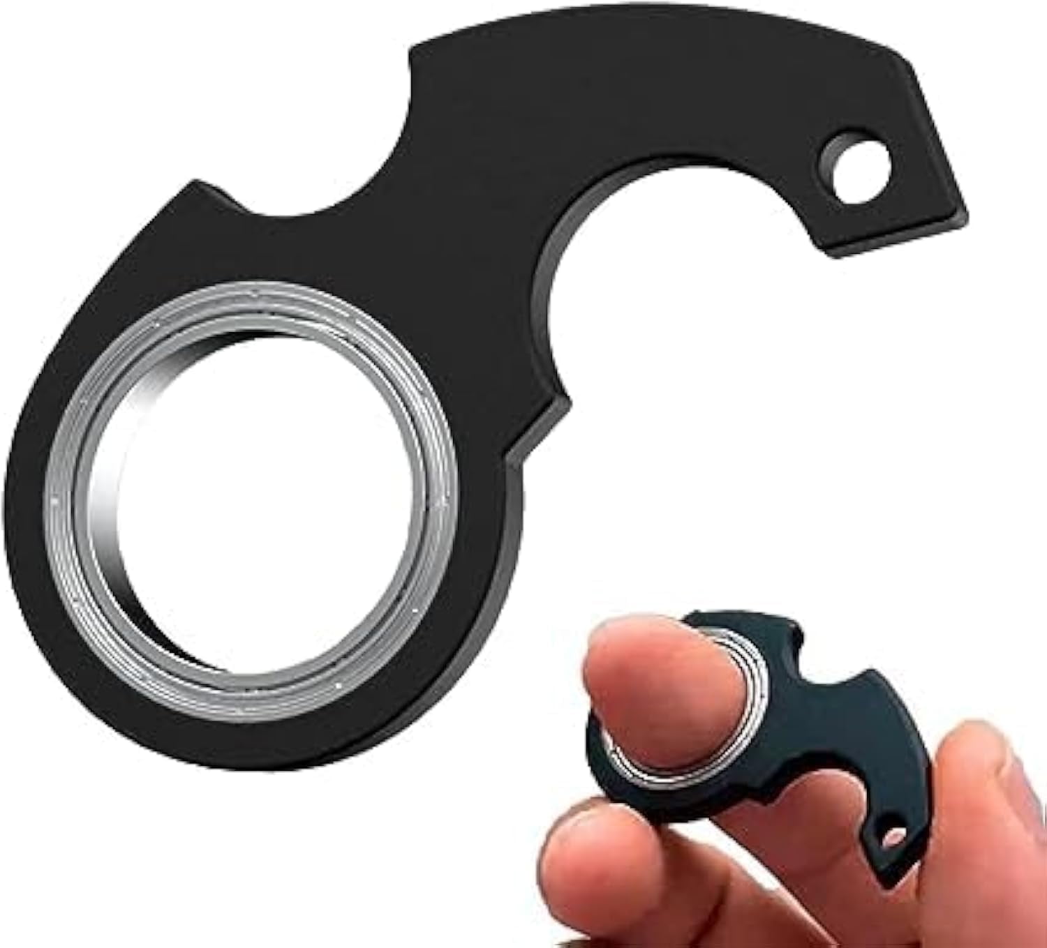 Yoqb Black Keychain Spinner Fidget Ring Toy,Keychain Spinner Fidget ...