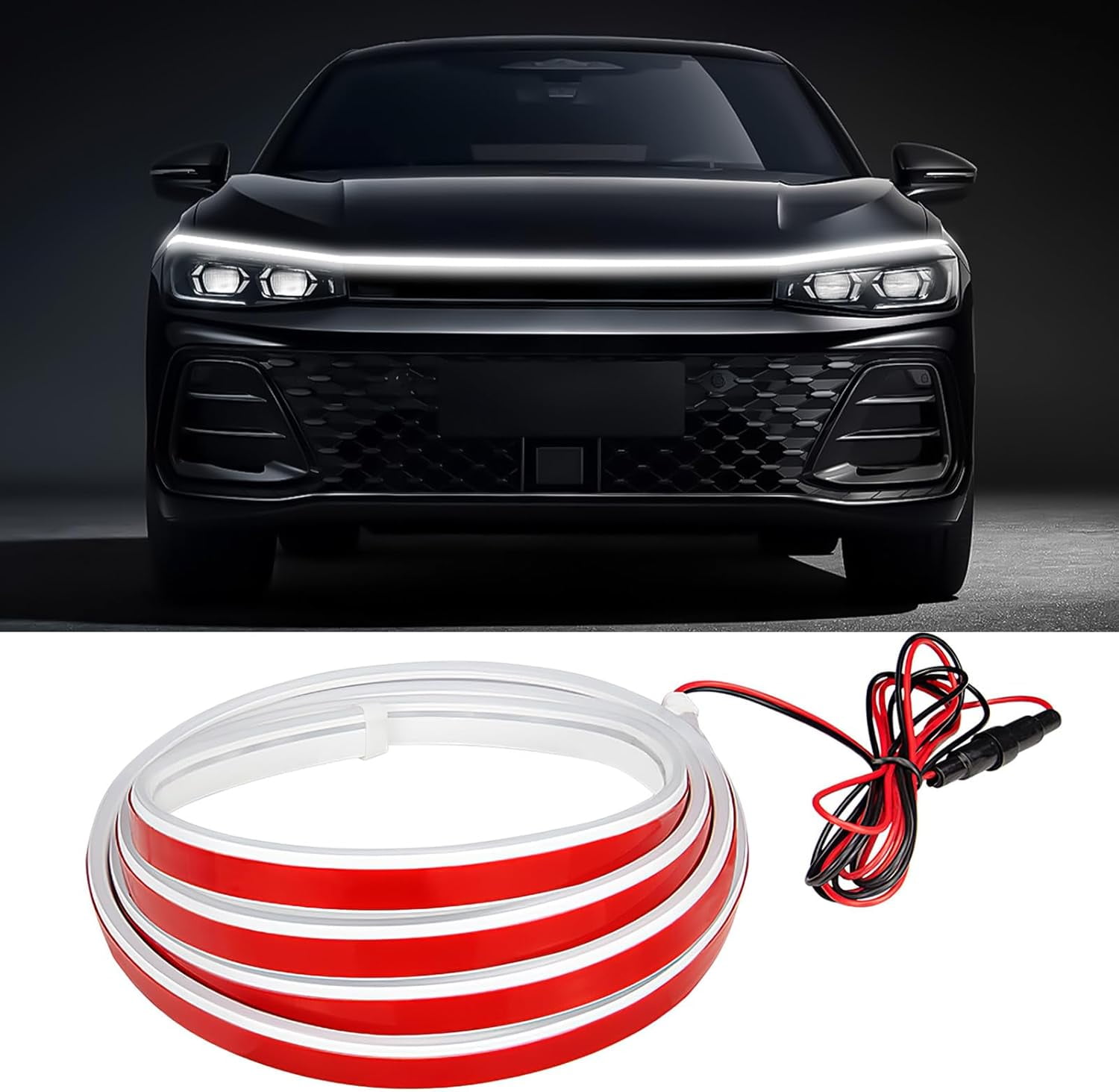 Yoqb Car Hood Light Strip, 59 Inches Waterproof Flexible LED Strip ...