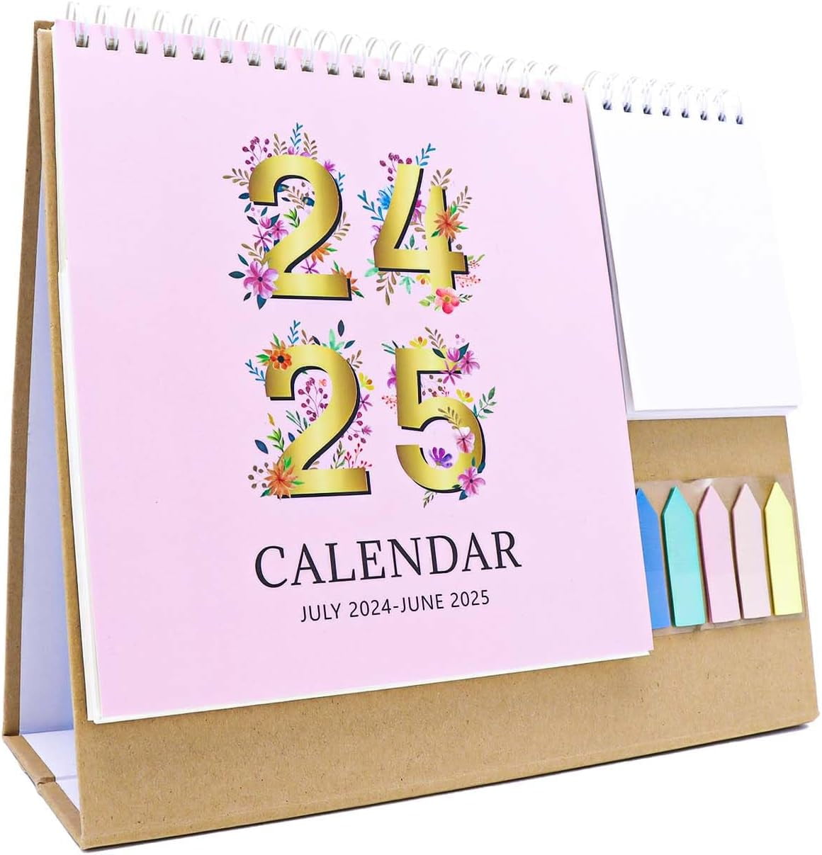 Yoqb Desk Calendar with Note Pads and Label Stickers July 2024-June ...