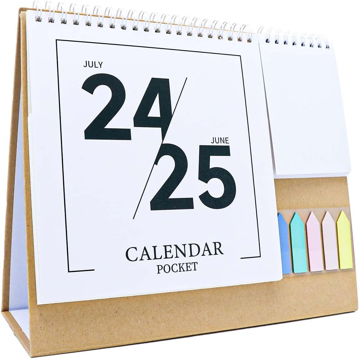 Yoqb Desk Calendar with Note Pads and Label Stickers July 2024-June ...