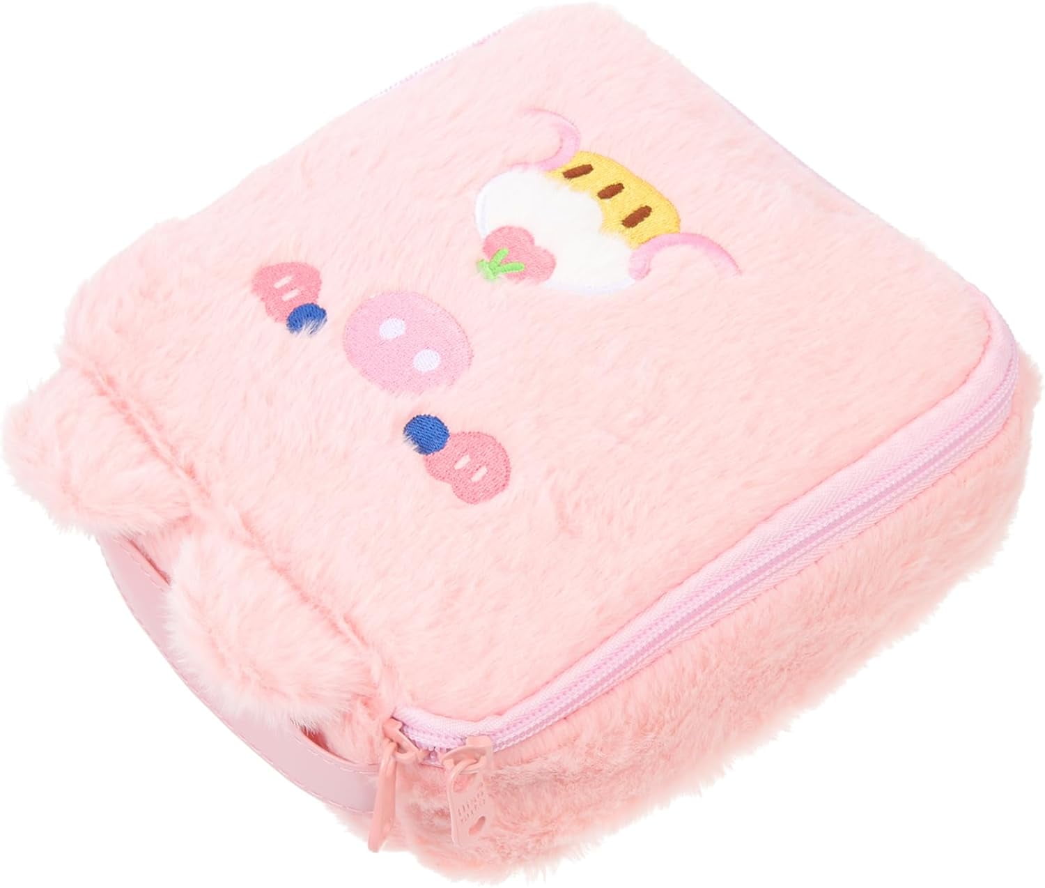 Yoqb Large Capacity Cartoon Plush Cosmetic Bag for Women Cute Menstrual ...