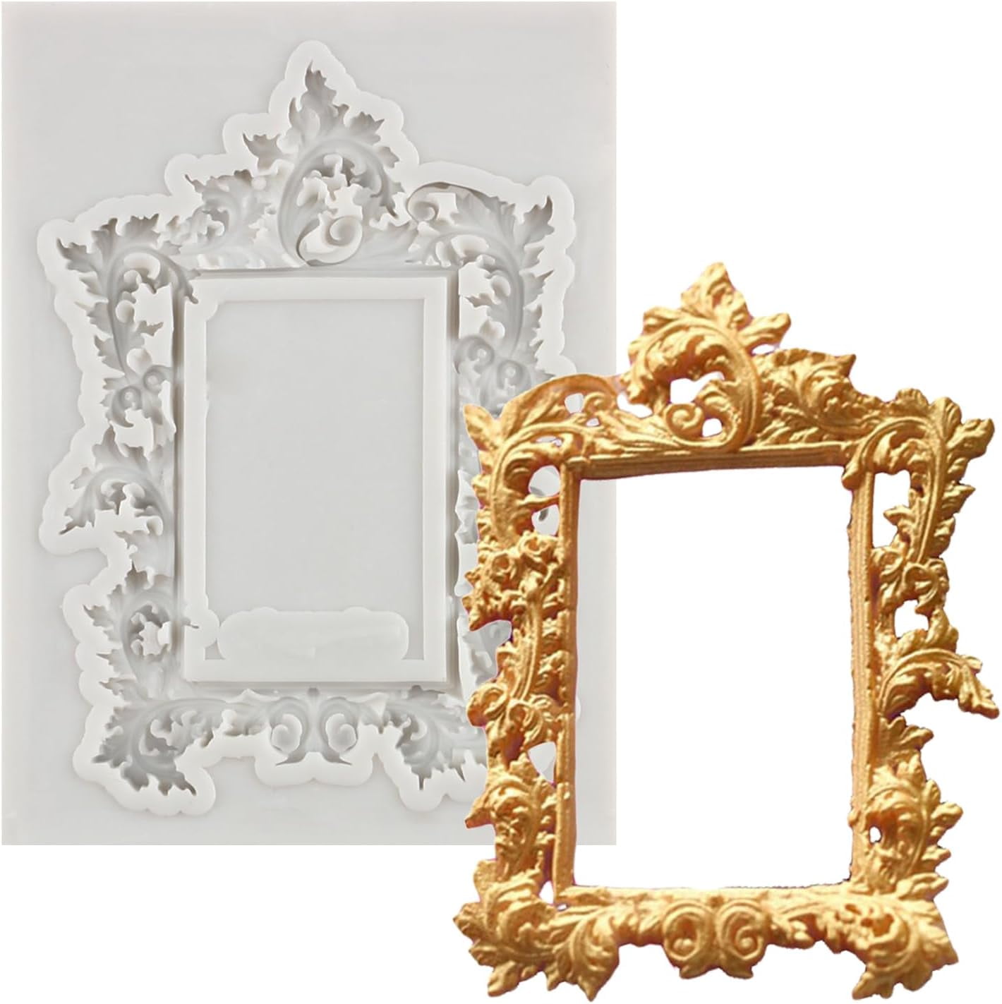 Yoqb Photo Frame Silicone Molds Baroque Style Picture Frames Fondant ...