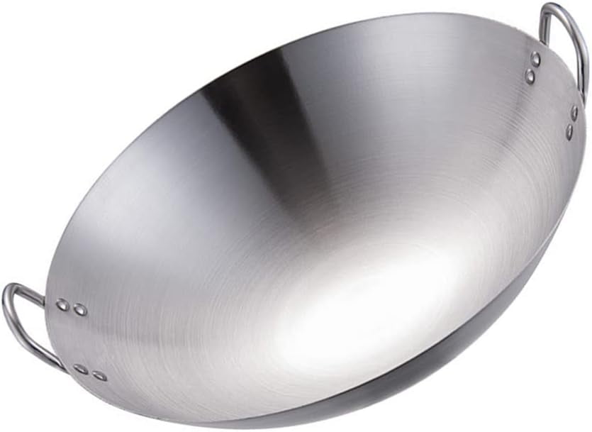 Yoqb Pots Wok Pan 28cm Double Handle Wok Stainless Steel Wok Fry Pan ...