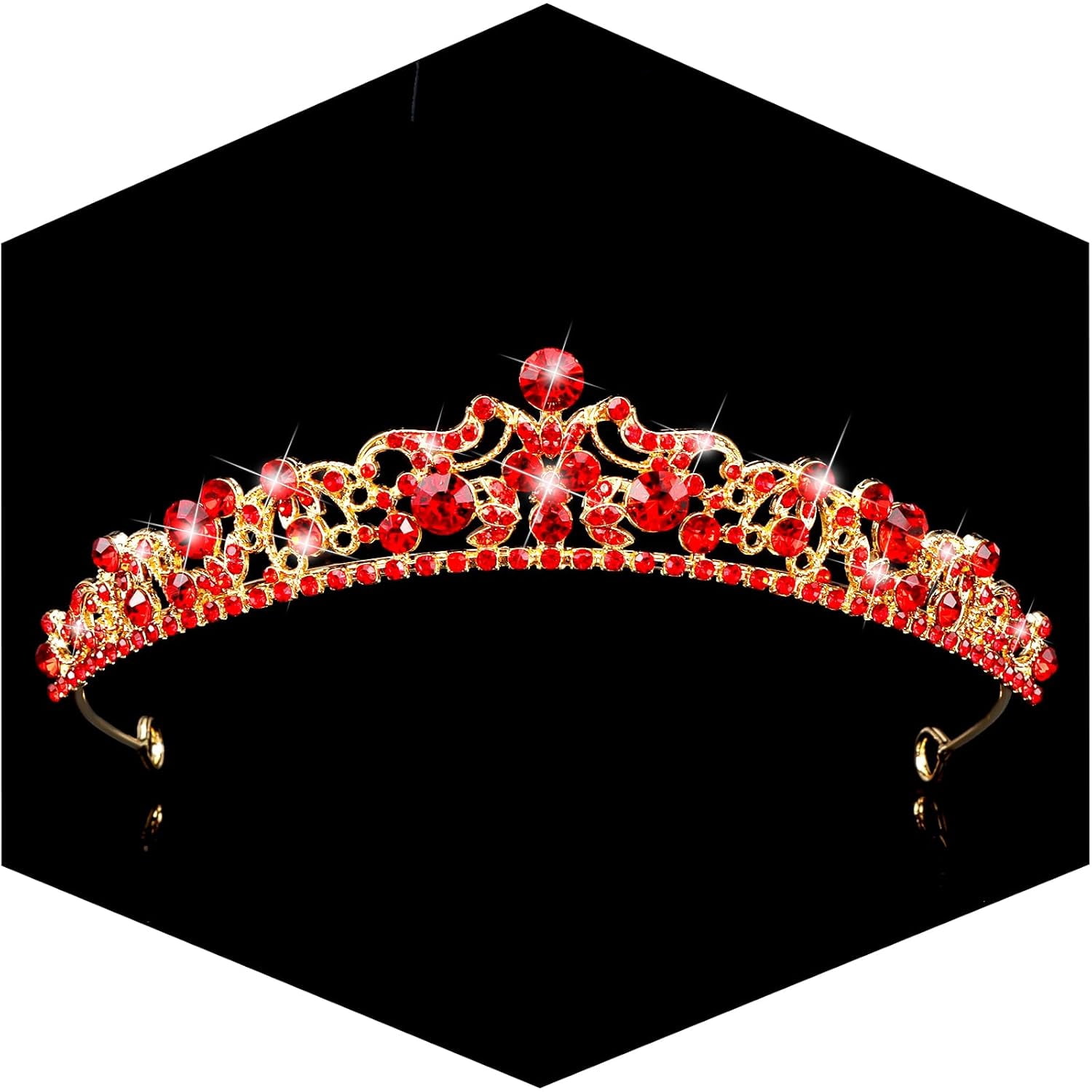 Yoqb Red Tiara Red Crown for Women Girls Crystal Princess Tiara Wedding ...