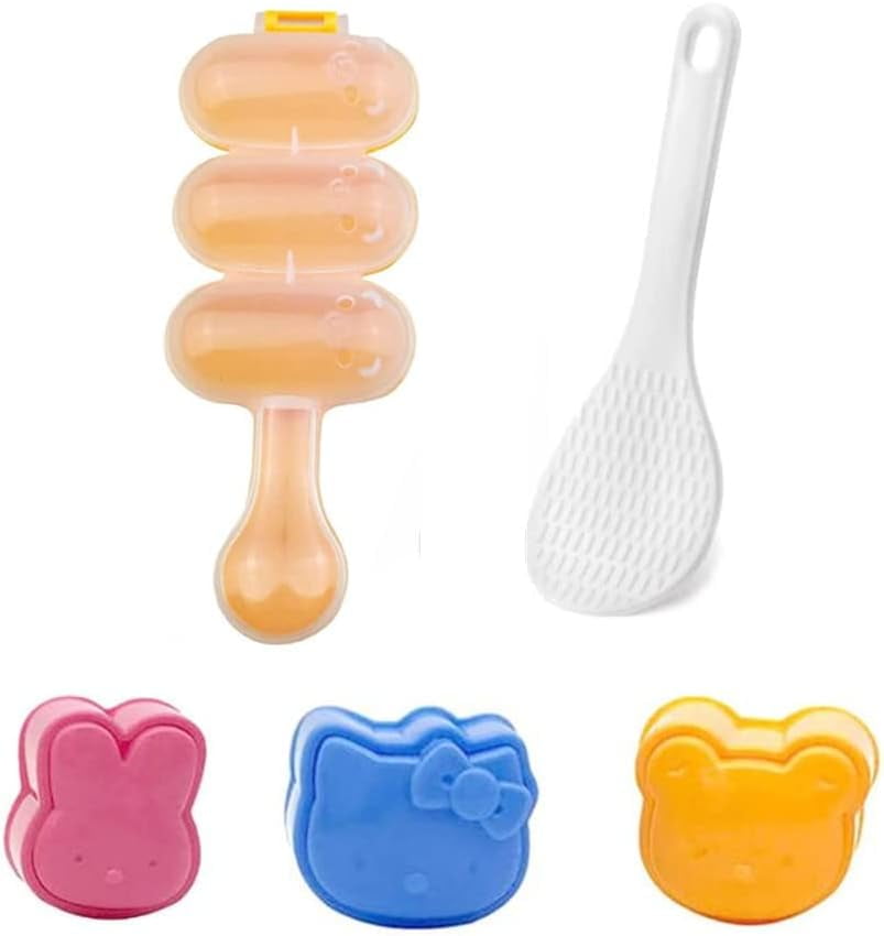 Yoqb Rice Ball Mold with a Mini Rice Paddle, 5PCS Cute Animal Cartoon ...