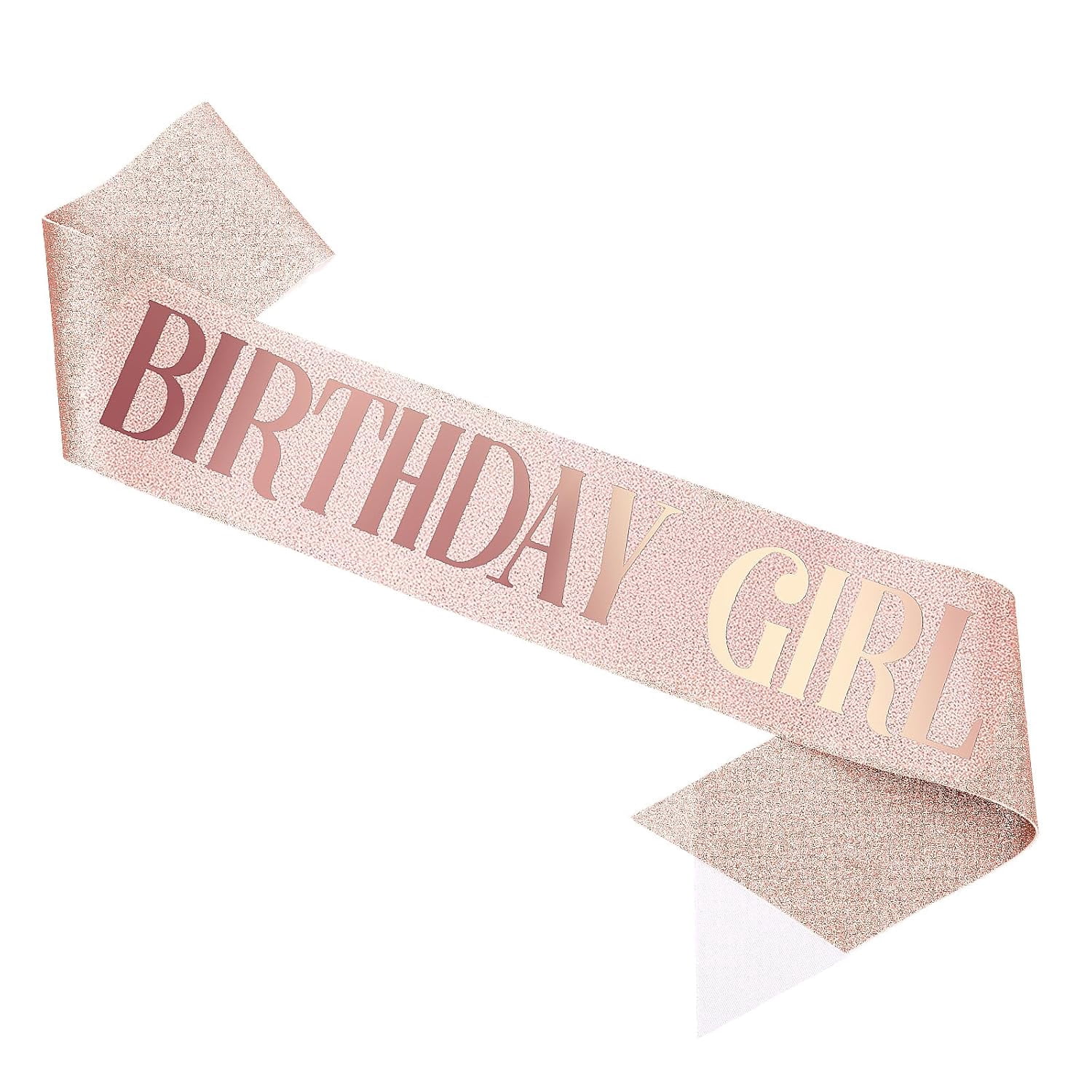 Yoqb Rose Gold Birthday Sash, Glitter Birthday Girl Sash with Gold Foil ...