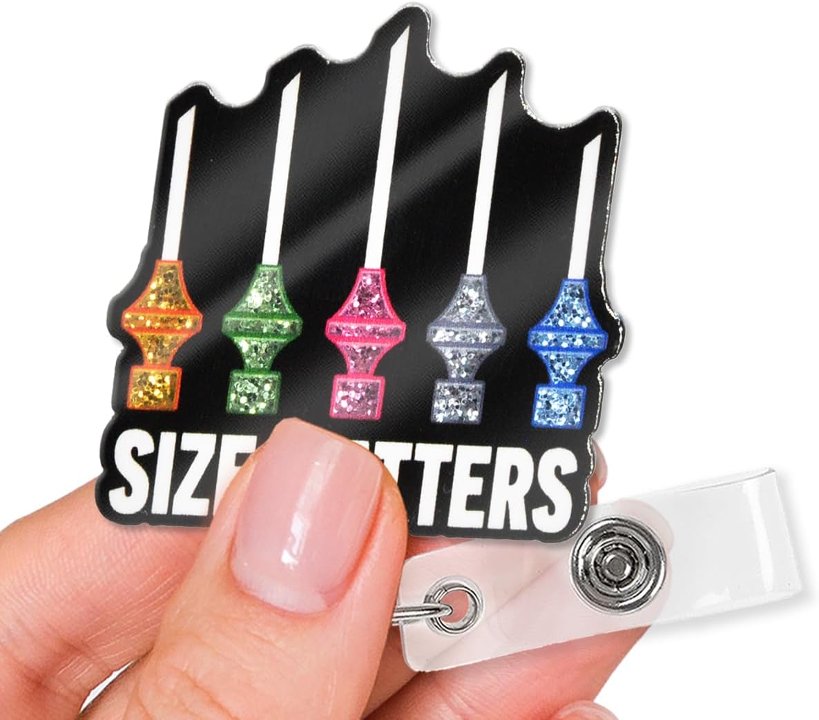 Yoqb Size Matters Fun Glitter Badge Holder, Cute Nurse Office ID Tag ...