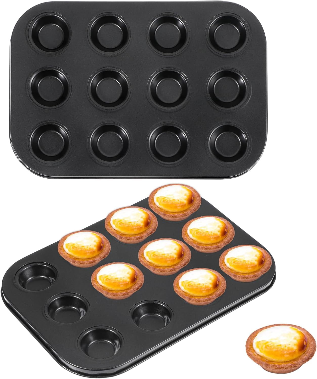 Yoqb Stainless Steel Muffin Pan for Baking, Round Cupcake Baking Pan ...