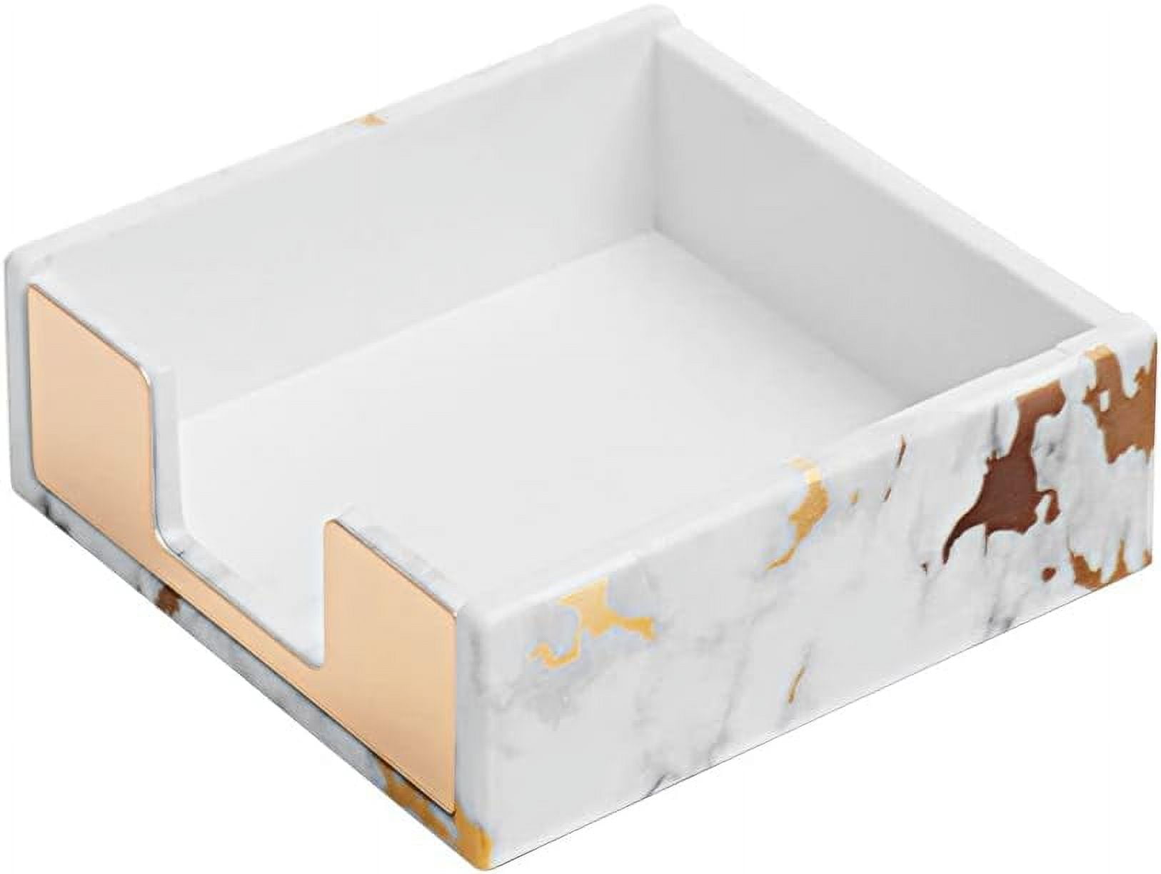 Yoqb Stylish Sticky Note Pads Holder Marble Gold Line Memo Holder ...
