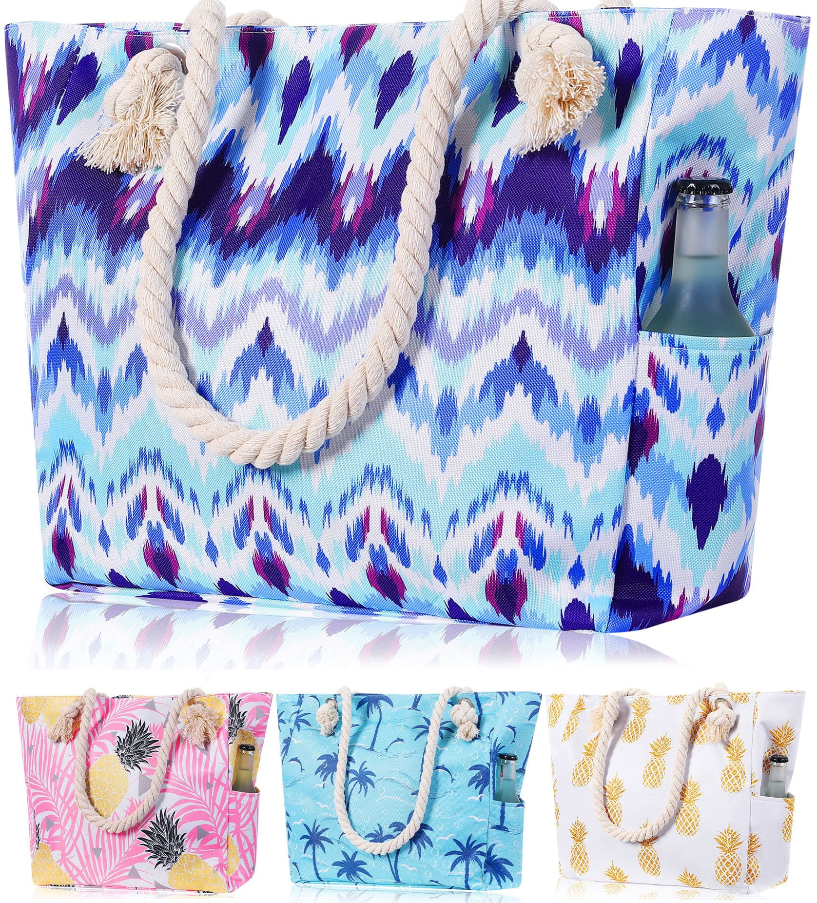 Yorcoten Extra Large Canvas Beach Tote Bags for Women , Waterproof ...