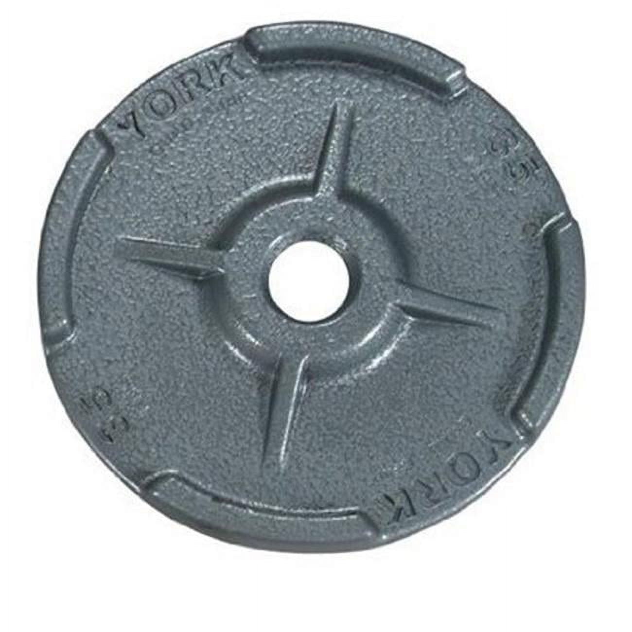 York Barbell 29005 Quad Grip Dual Flange Cast Iron Olympic Plates, Grey ...