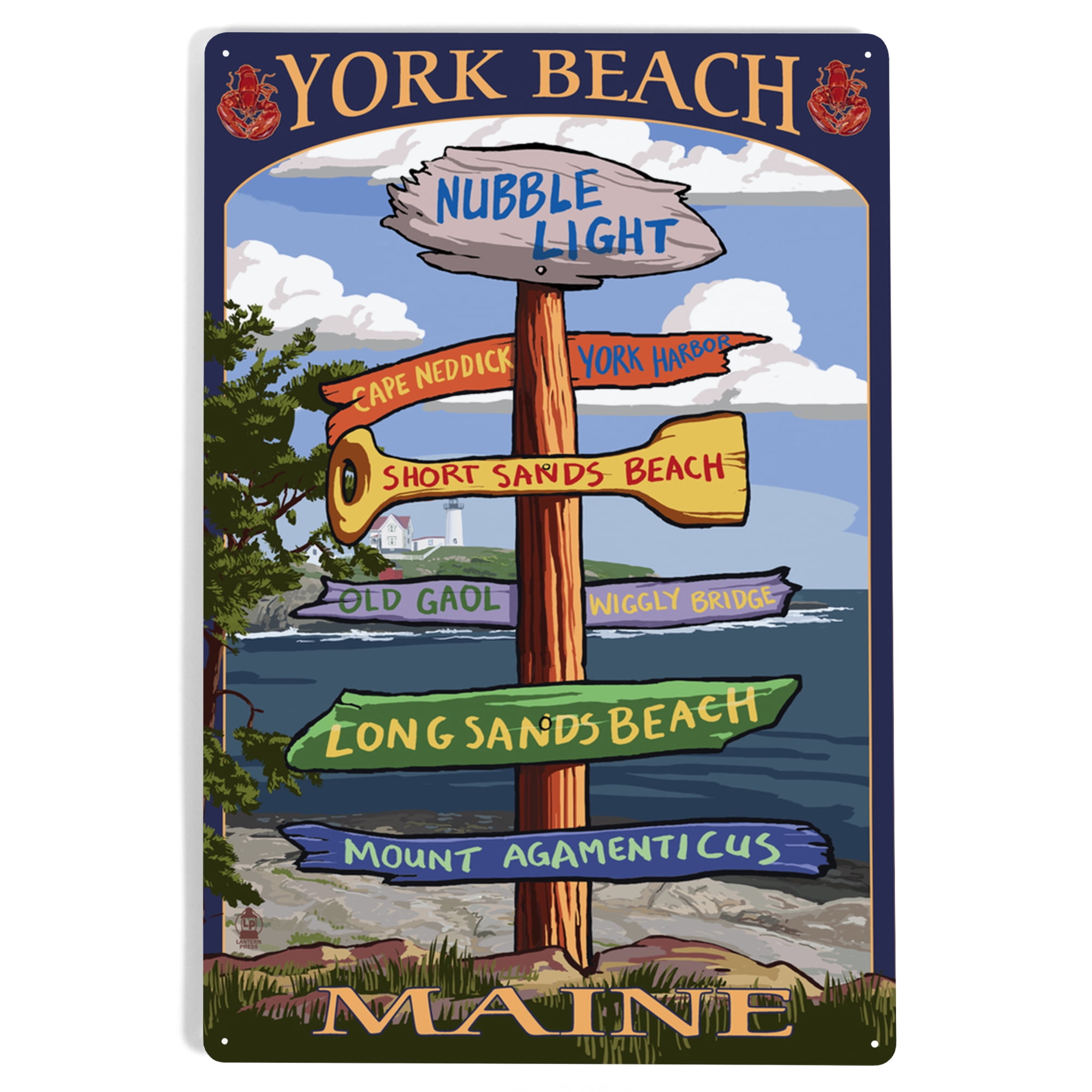 York Beach, Maine, Destinations Sign (12x18 Aluminum Art, Indoor ...