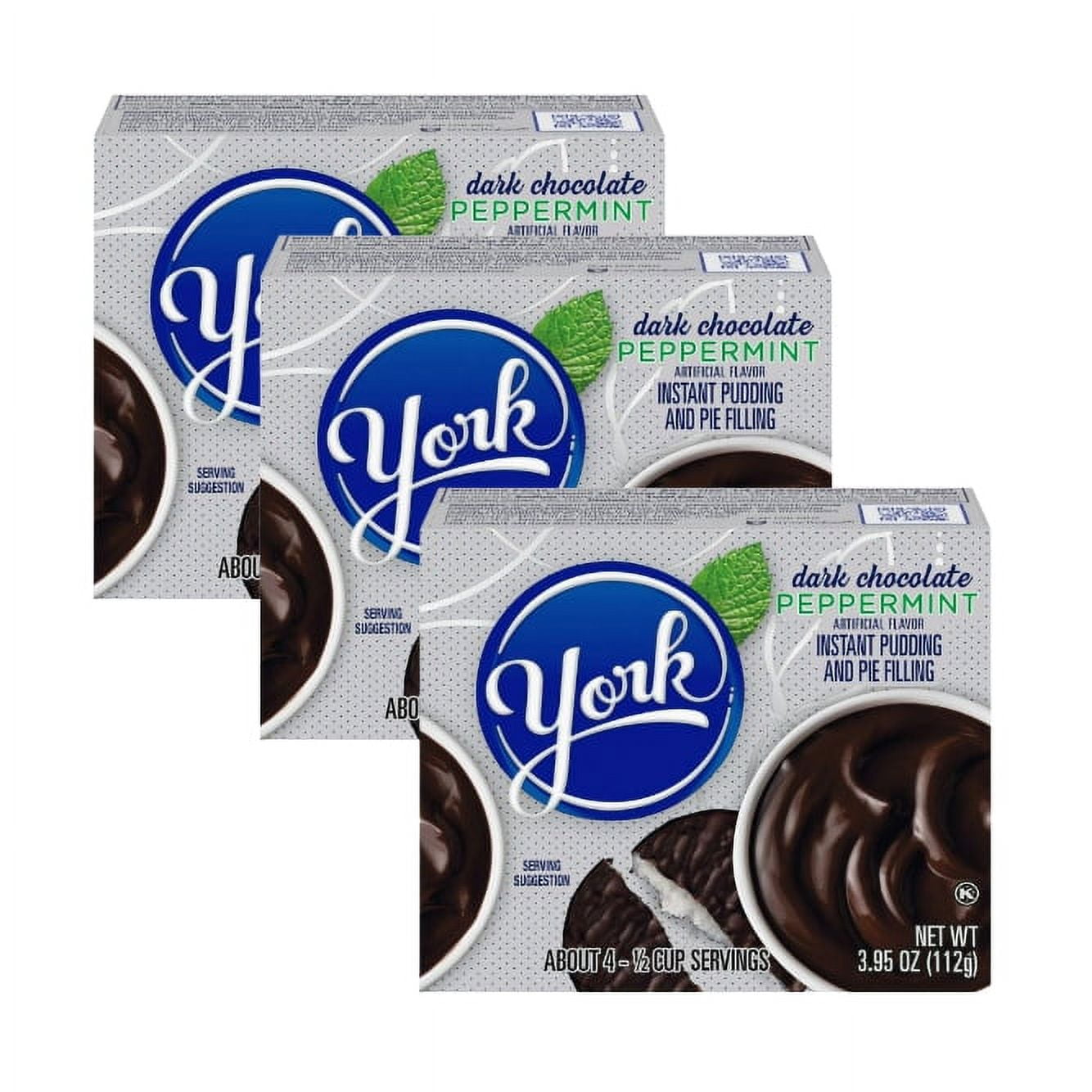 York Dark Chocolate Peppermint Instant Pudding & Pie Filling Mix, 3.95 ...