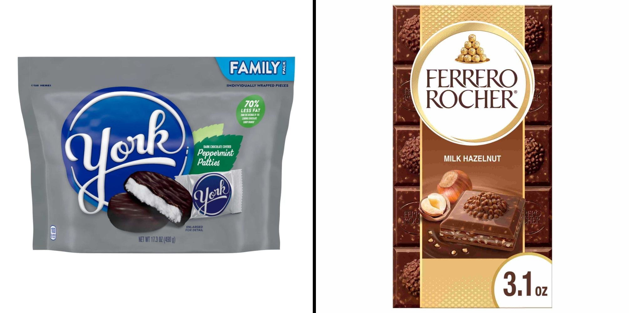 York Dark Chocolate Peppermint Patties Candy & Ferrero Rocher Milk ...