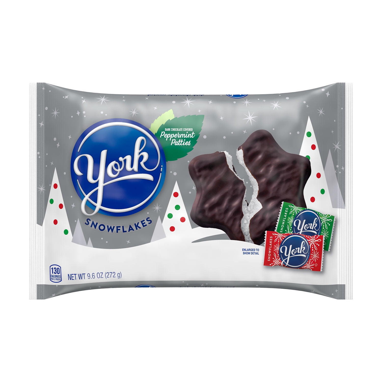 York Dark Chocolate Peppermint Patties Snowflakes Christmas Candy, Bag ...