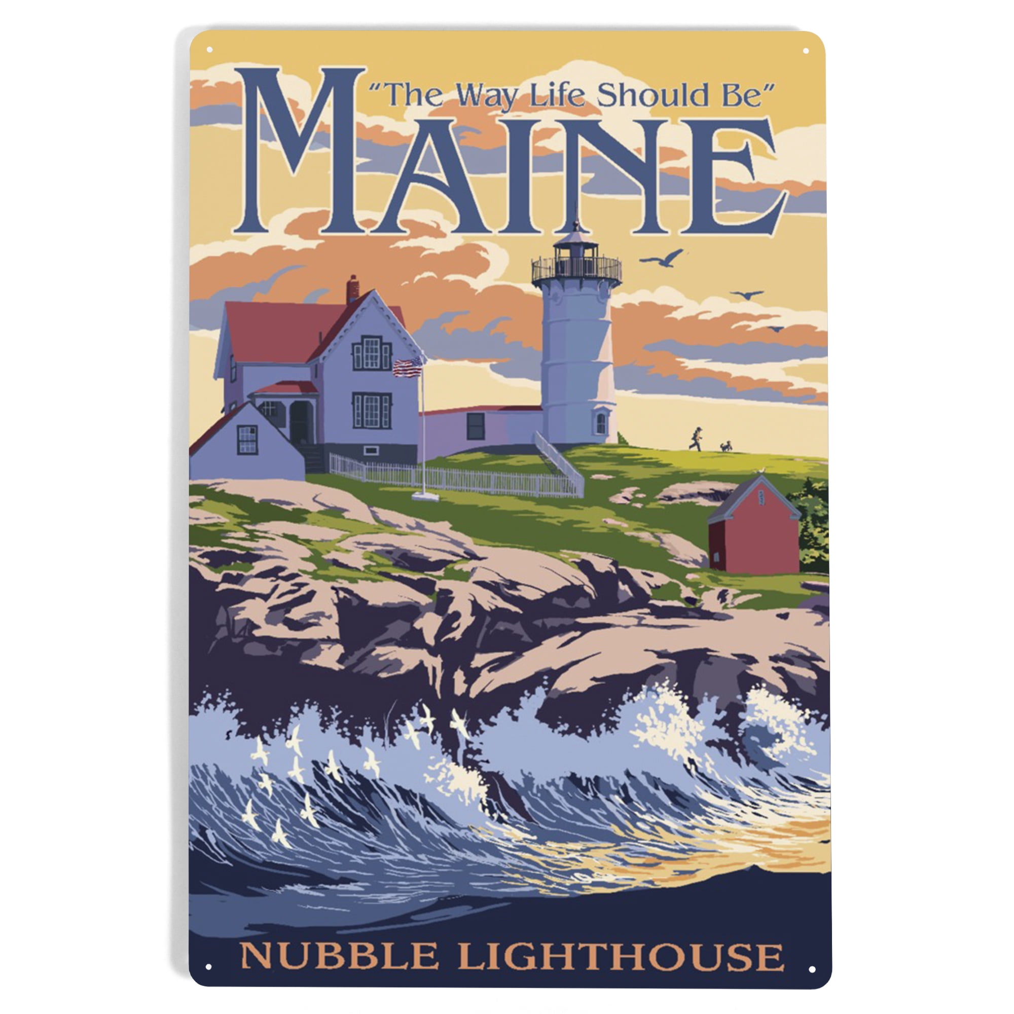 York, Maine, Nubble Lighthouse, The Way Life Should Be (12x18 Aluminum ...