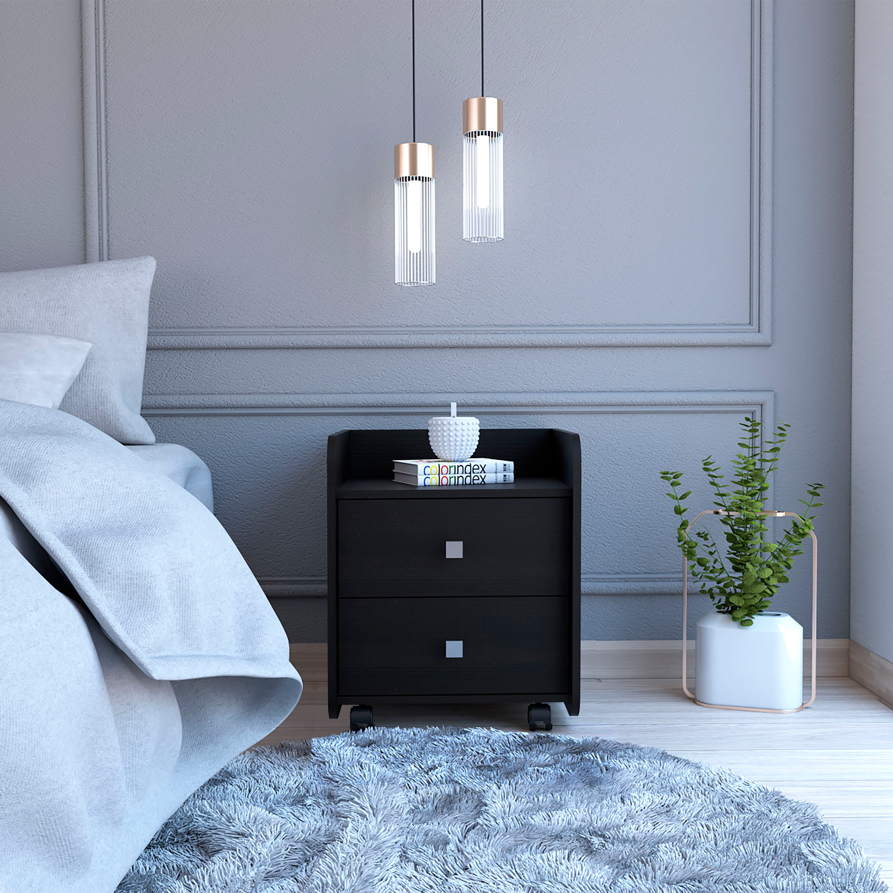 York Nightstand, Superior Top, Two Drawers, Four Casters - Walmart.com