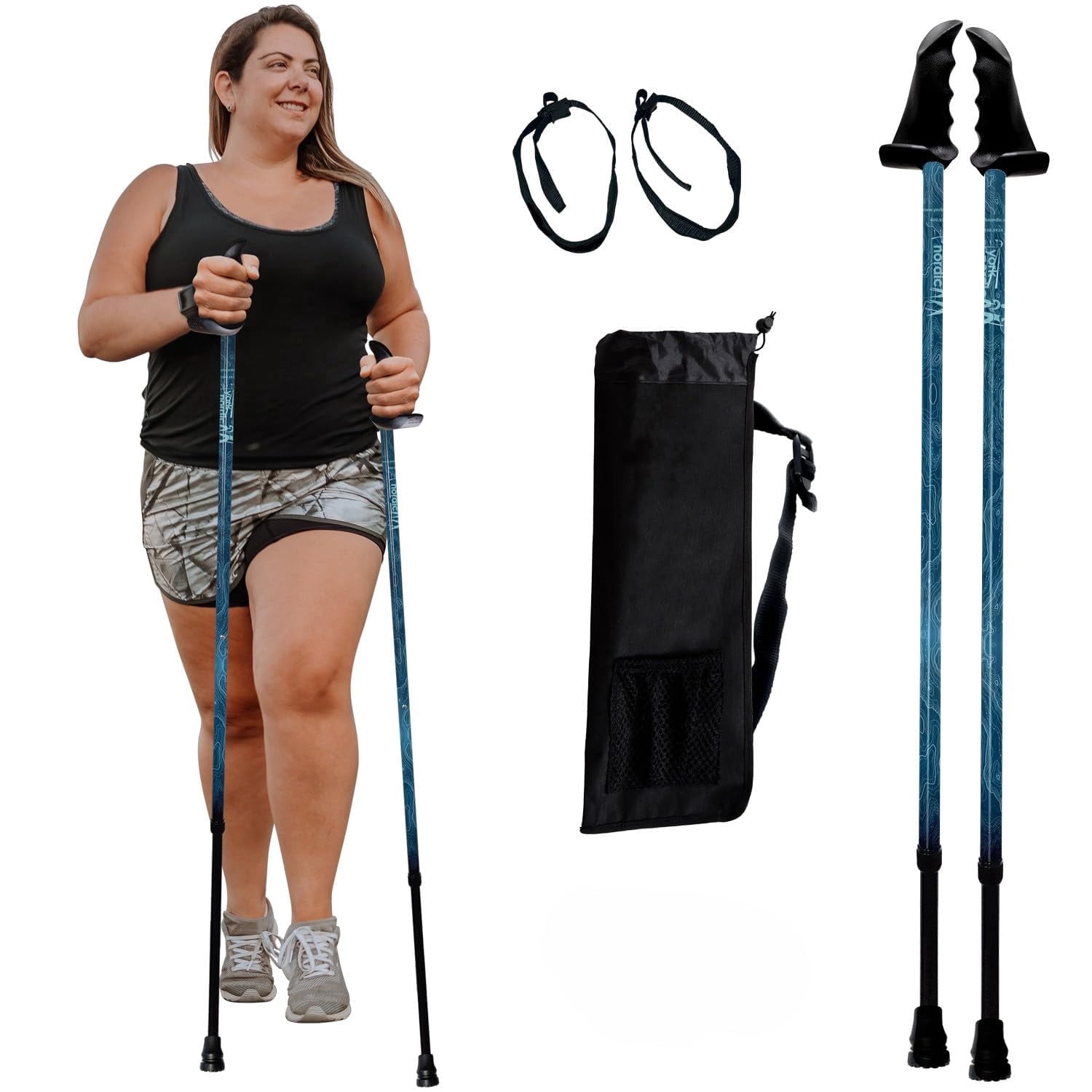 York Nordic Big and Tall Motivator Walking Poles for Stability and ...