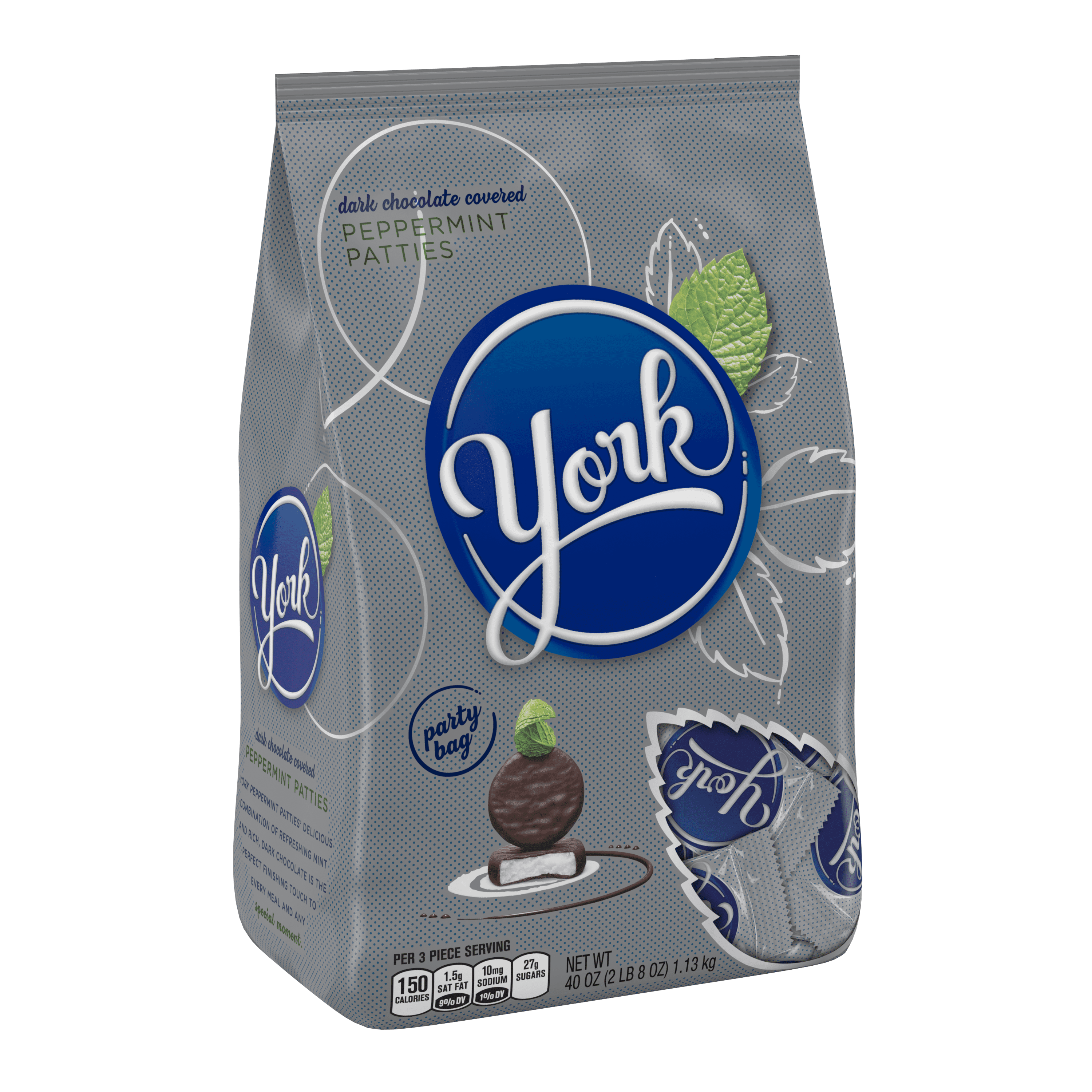 York, Individually Wrapped Peppermint Patties Dark Chocolate Candy, 40 ...