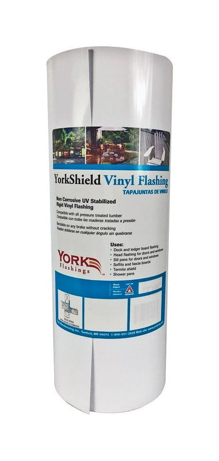 York RESYSVN12/50-WH Yorkshield Vinyl Flashing Roll, White, 600" L - Walmart.com