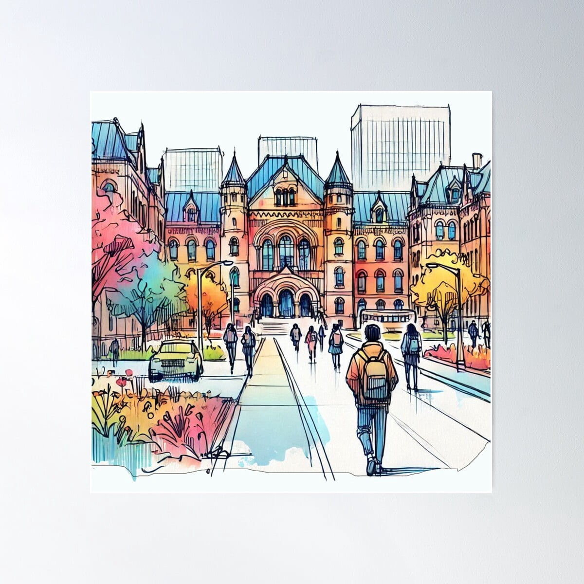 York University Campus 3D Sketch - Vibrant Student Life And ...